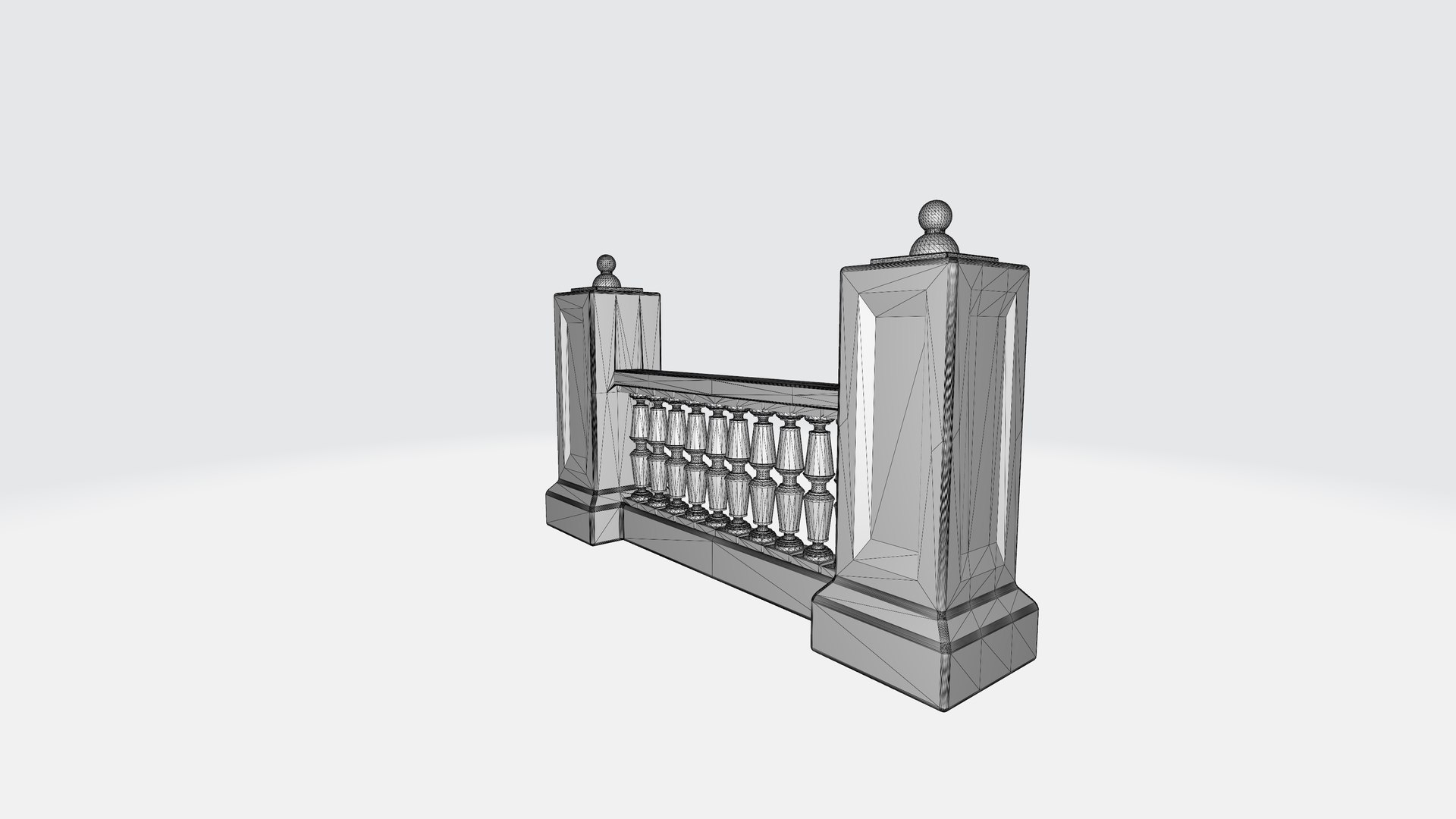 3D Concrete Balustrade Architectural Decorative Railing For Games And ...