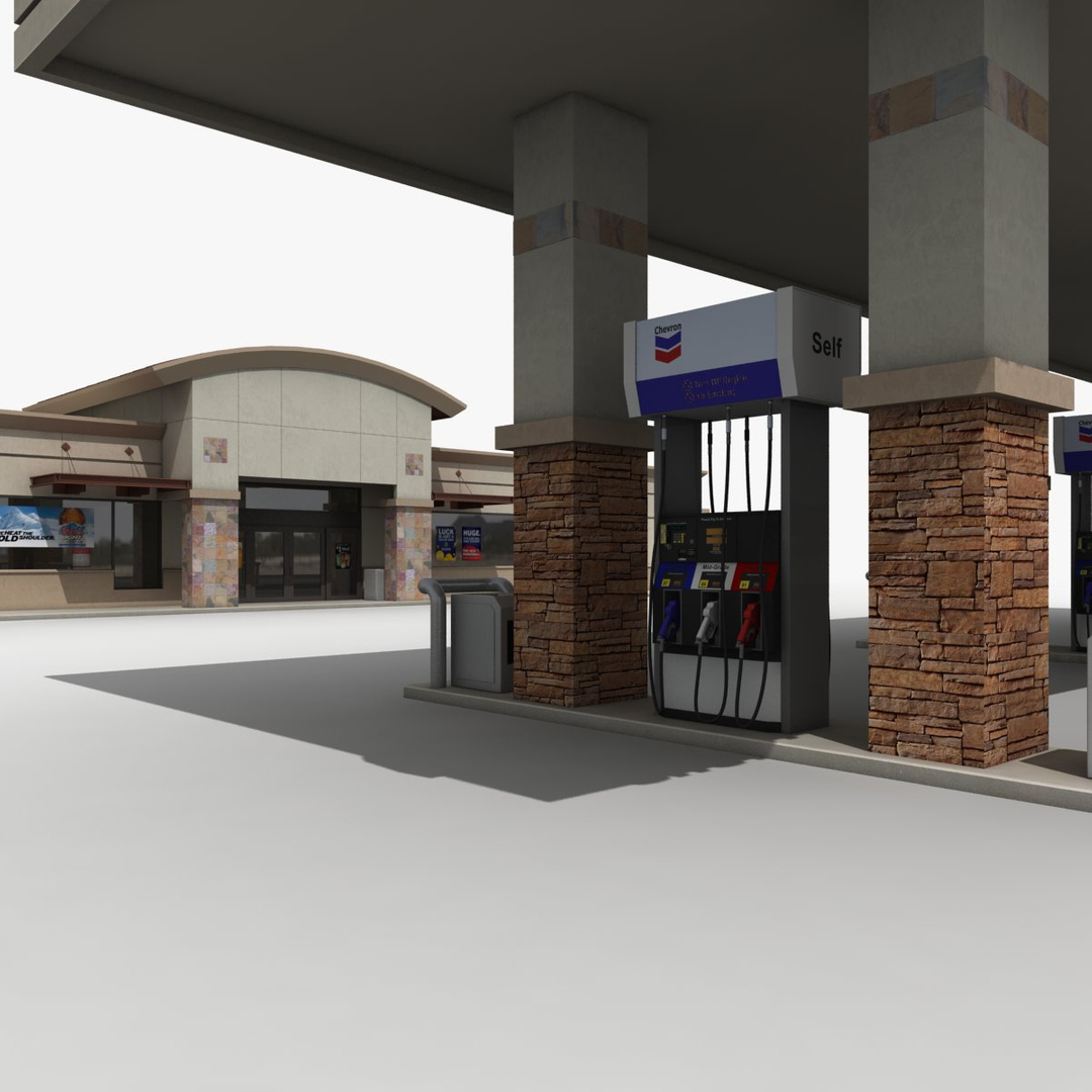 3d model of chevron gas station convenience store