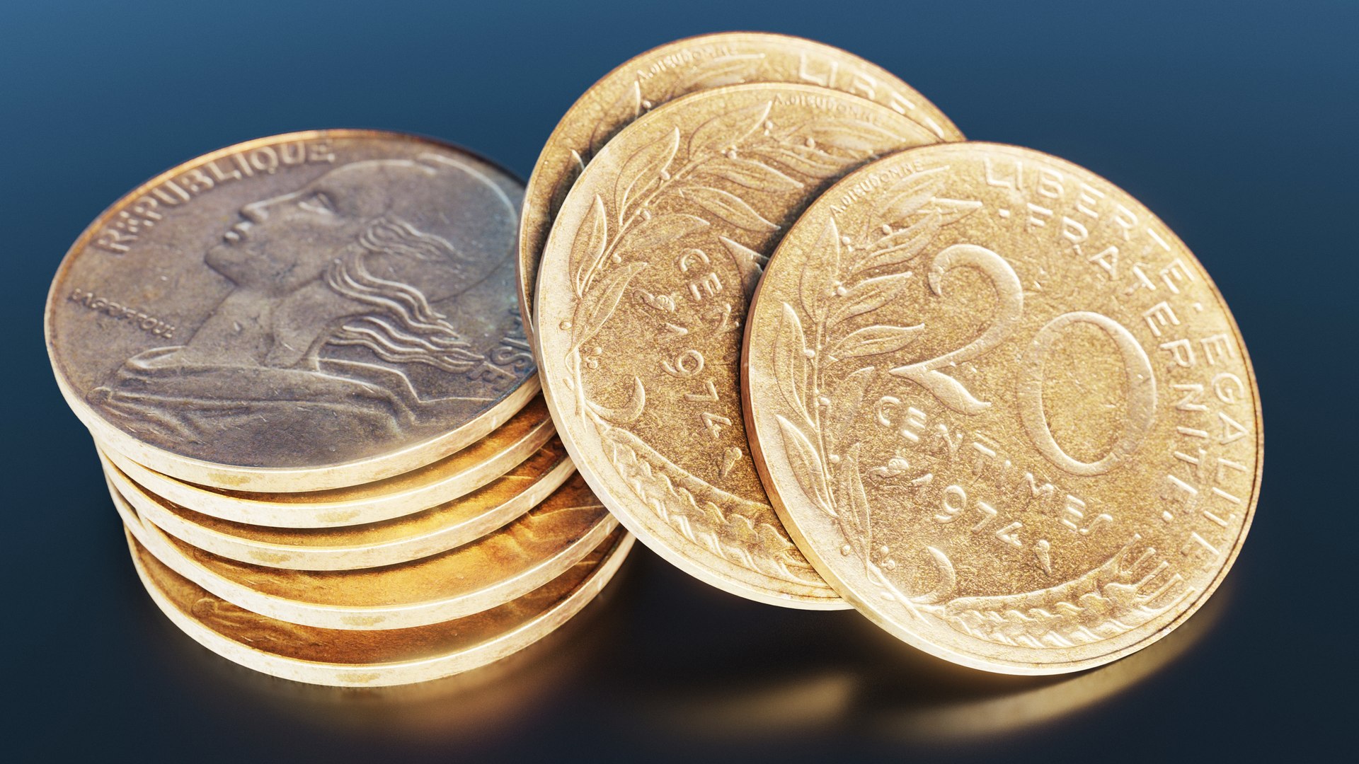 3D French 20 Centimes Coin - TurboSquid 2407920