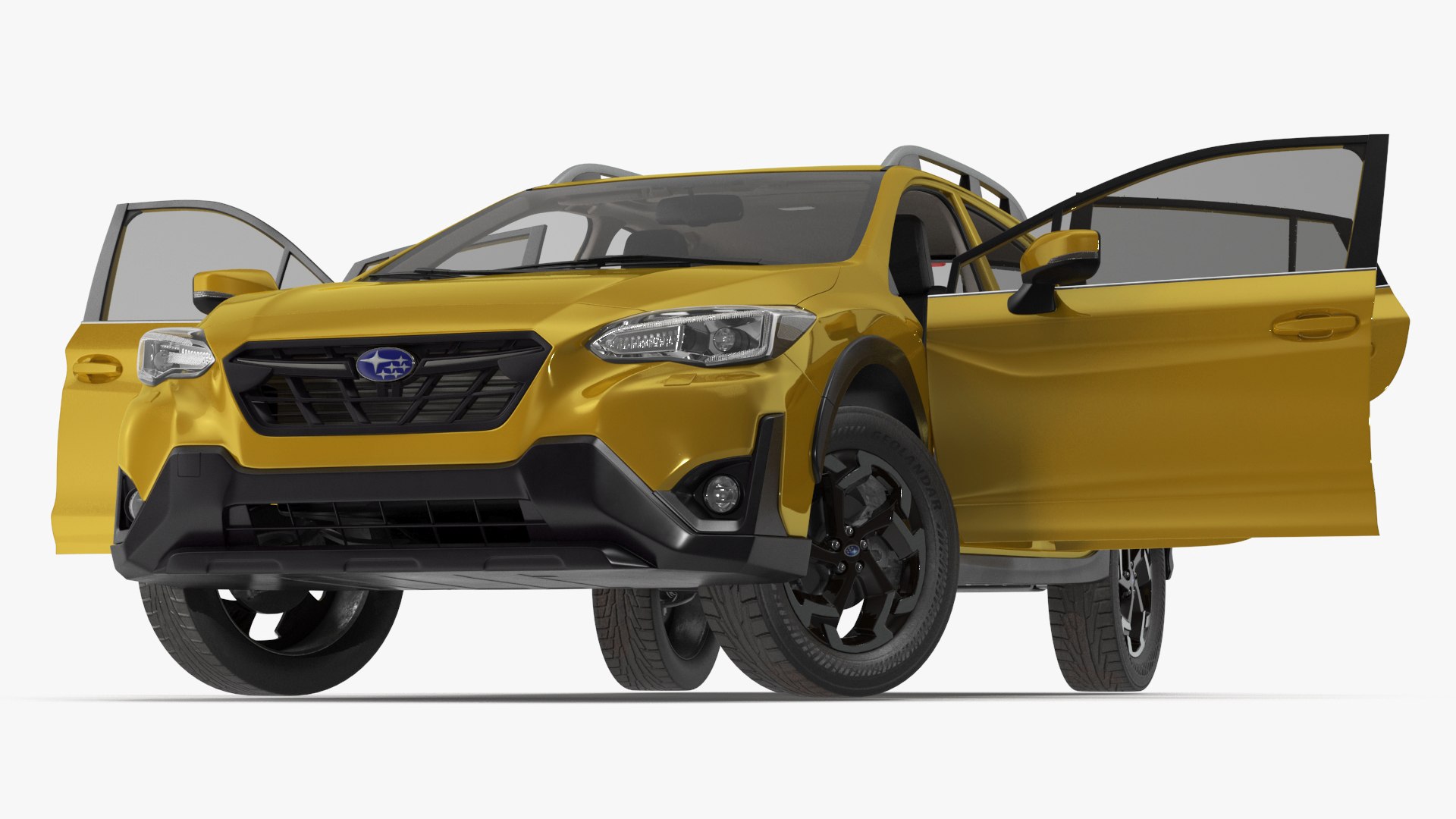 3D 2020 Subaru XV Crosstrek SUV Yellow Rigged for Cinema 4D model ...