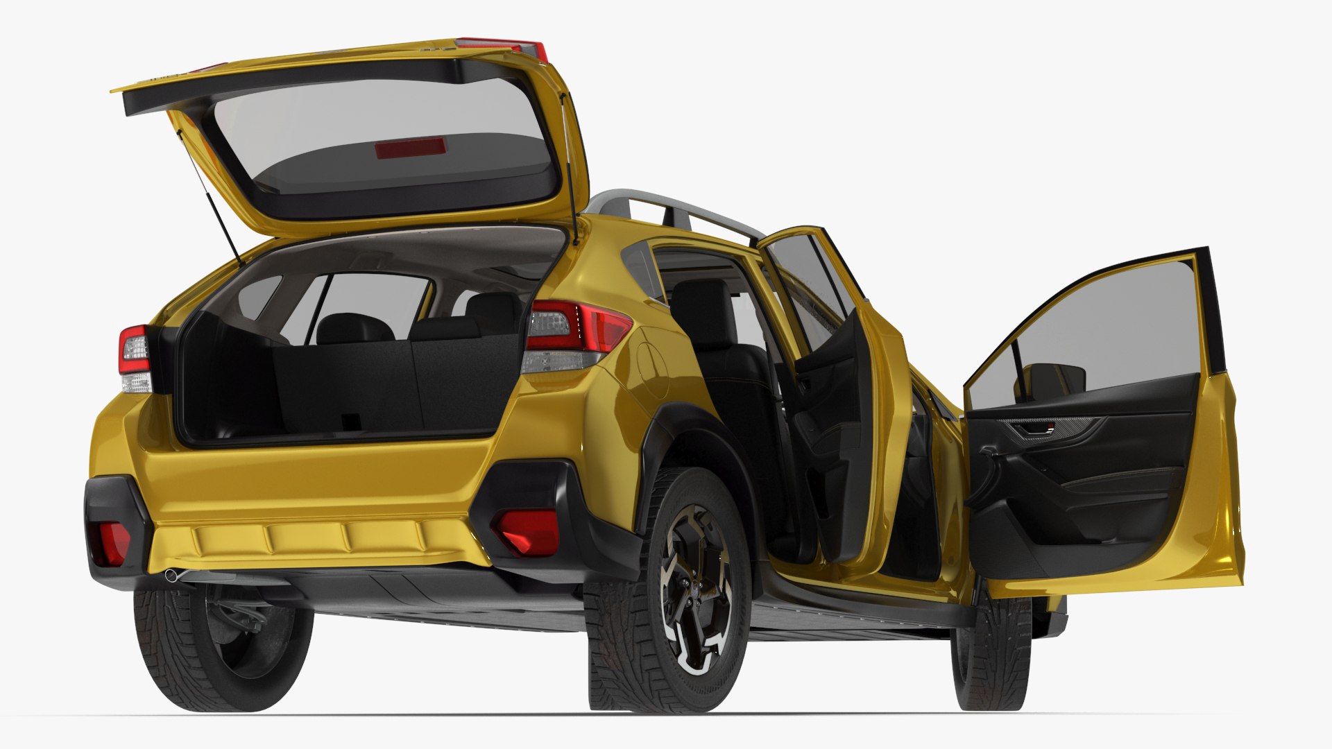 3D 2020 Subaru XV Crosstrek SUV Yellow Rigged for Cinema 4D model ...