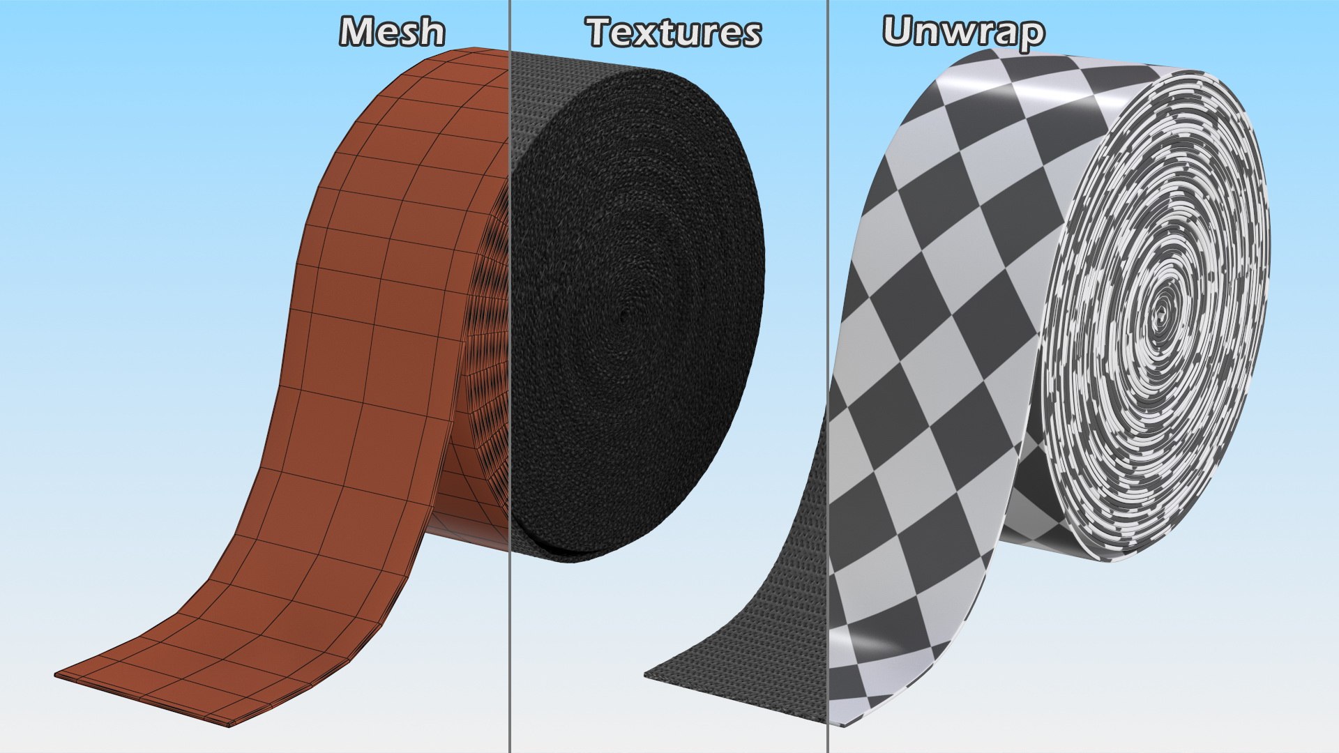 Webbing Belt Strap Roll Black 3D - TurboSquid 1841358