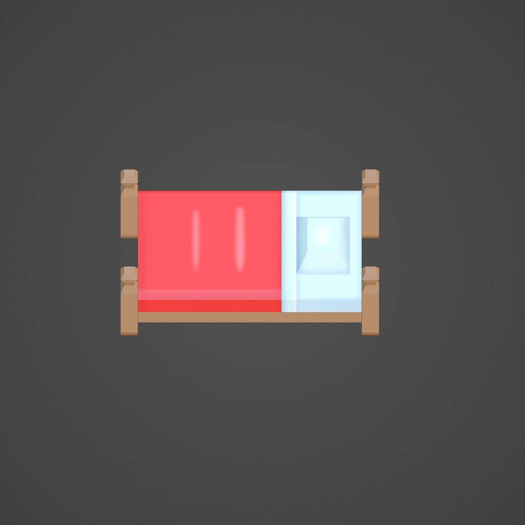 3D LowPoly Bed - TurboSquid 1959854