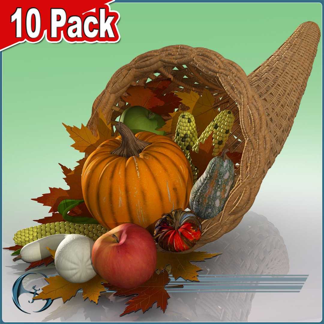 3d Thanksgiving Cornucopia Fruits Vegetables Model