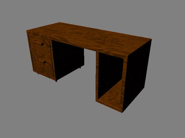 3d model wooden desk computer