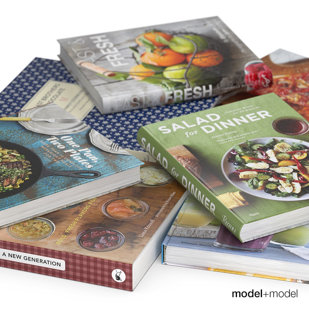 3d Set Kitchen Books Stand