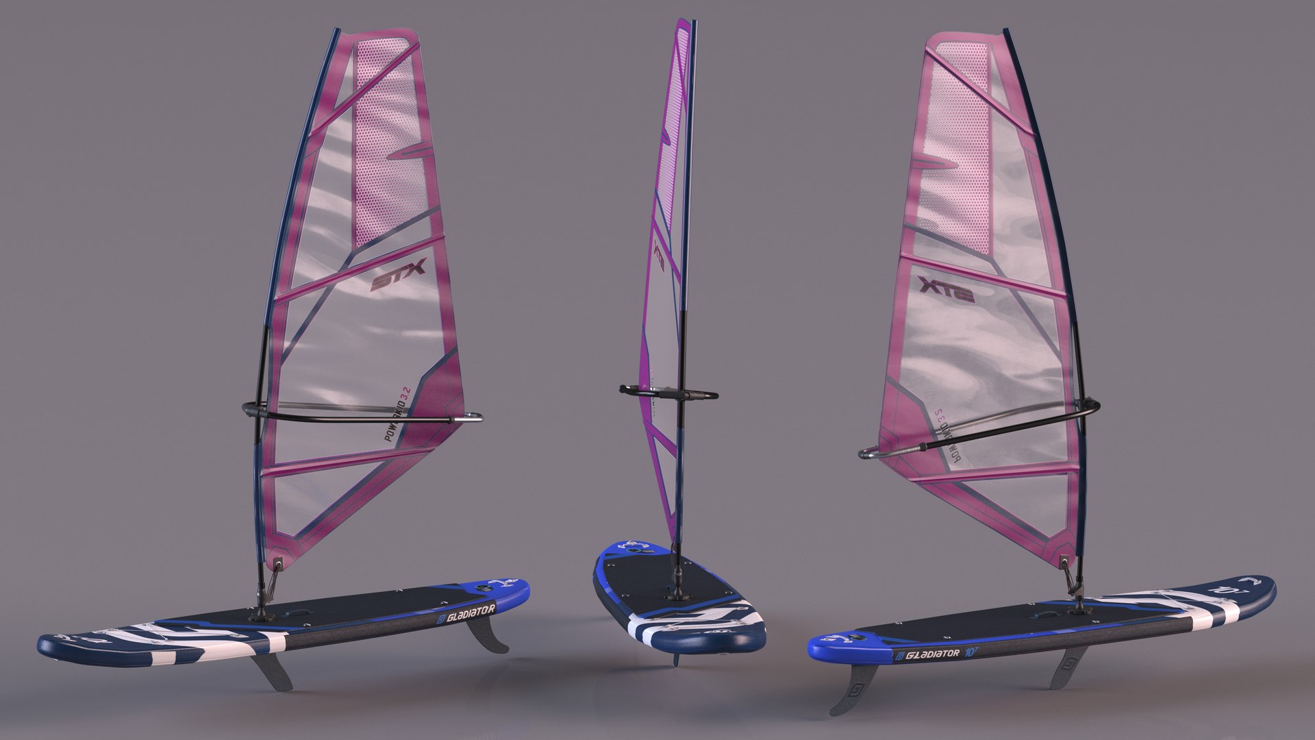 Windsurf SUP Gladiator With STX Sail 3D Model - TurboSquid 2062624