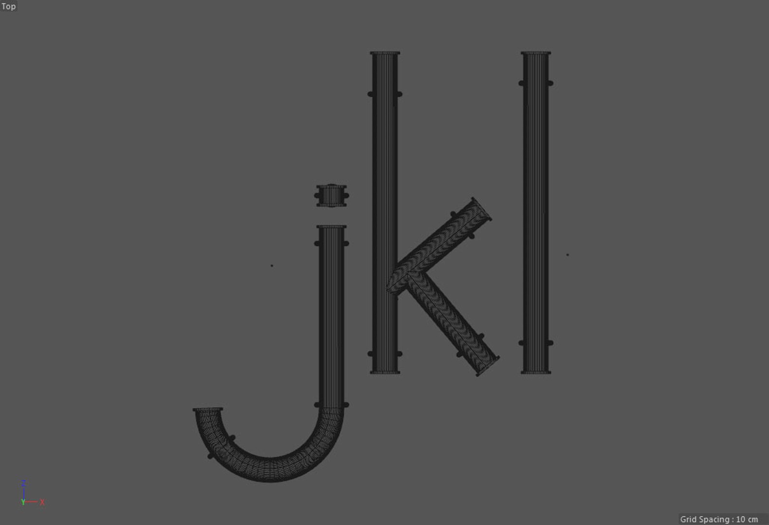 Jkl letters glass tube model - TurboSquid 1547142