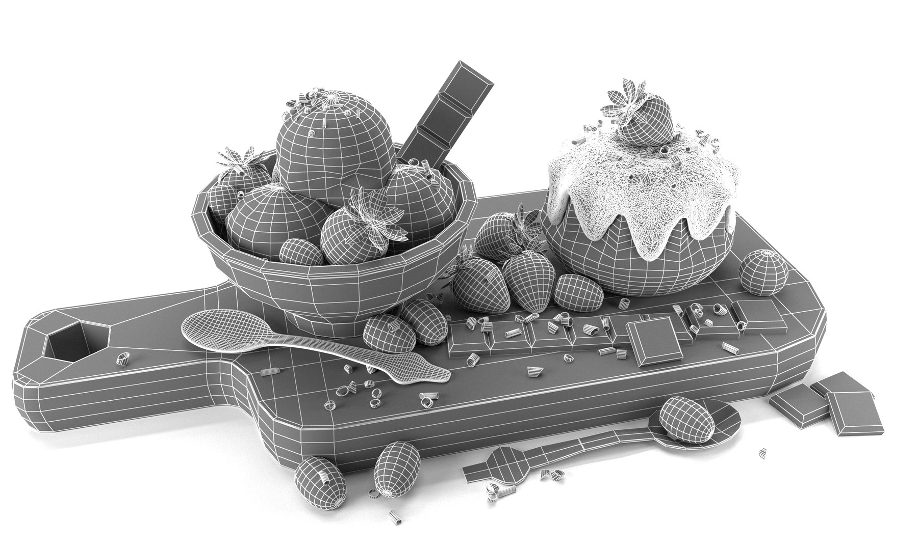 Fruit And Chocolate Ice Cream 3D - TurboSquid 2222873