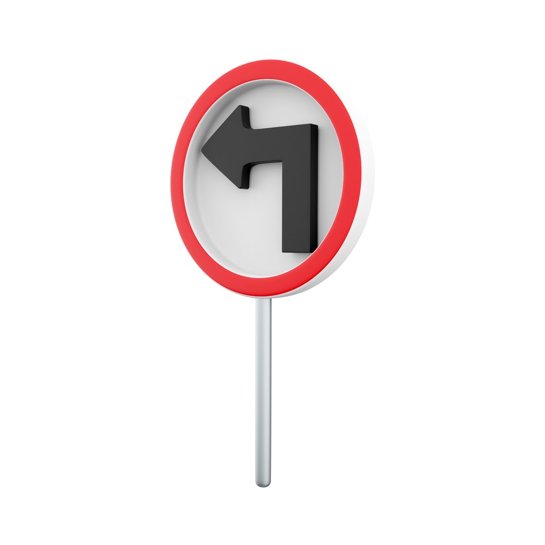 3D Model Turn Left Ahead Sign Cartoon Icon - TurboSquid 2018103