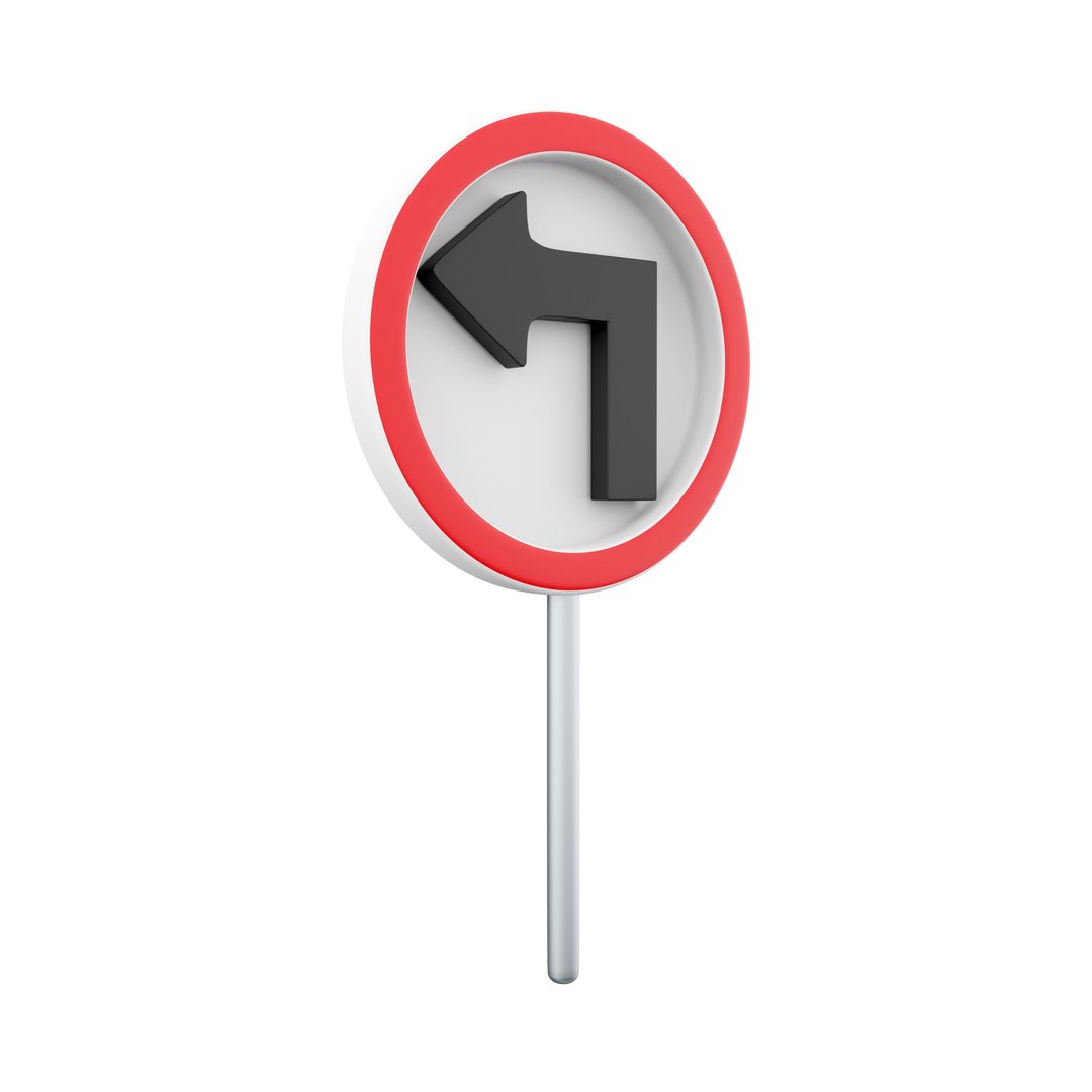 3D Model Turn Left Ahead Sign Cartoon Icon - TurboSquid 2018103