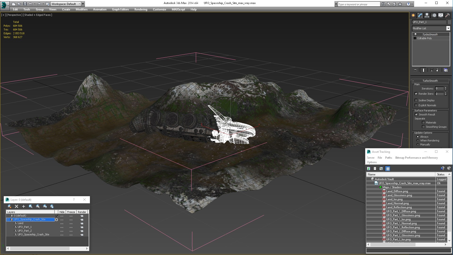 3D UFO Spaceship Crash Site - TurboSquid 2139387