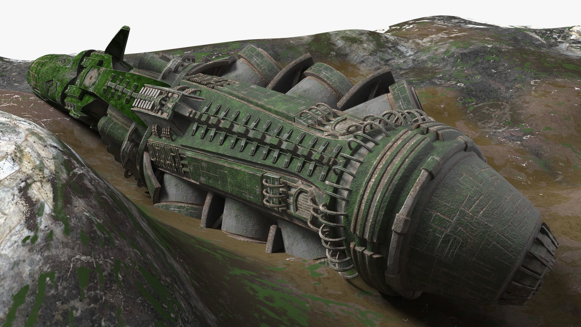 3D UFO Spaceship Crash Site - TurboSquid 2139387