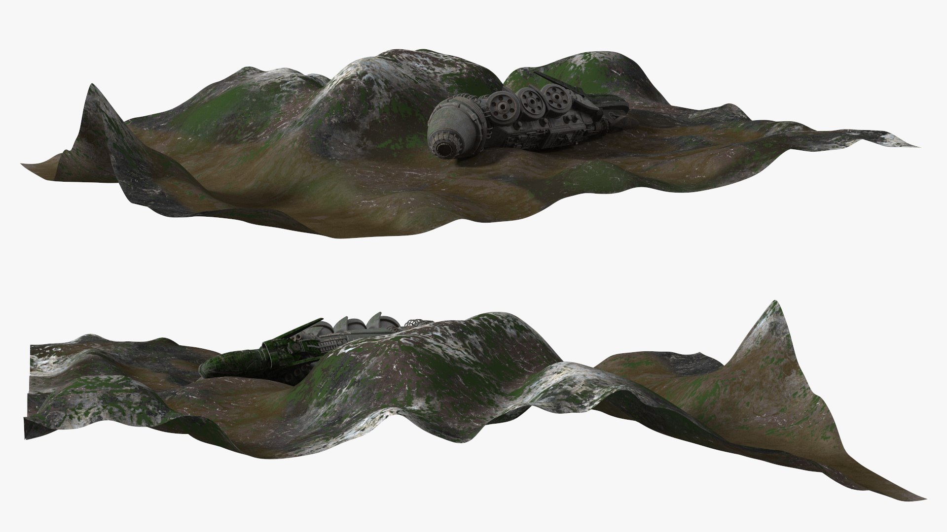 3D UFO Spaceship Crash Site - TurboSquid 2139387