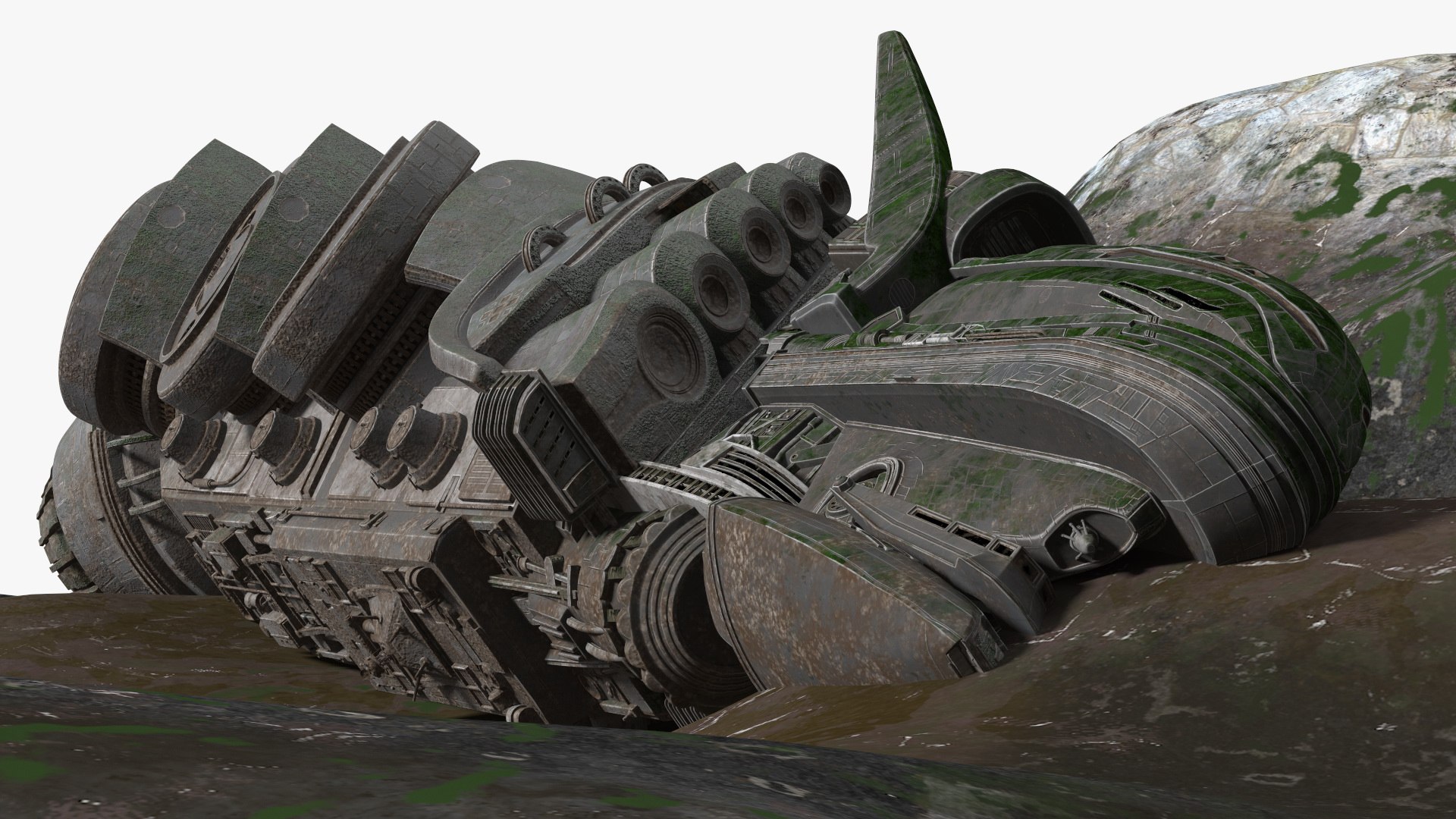 3D UFO Spaceship Crash Site - TurboSquid 2139387