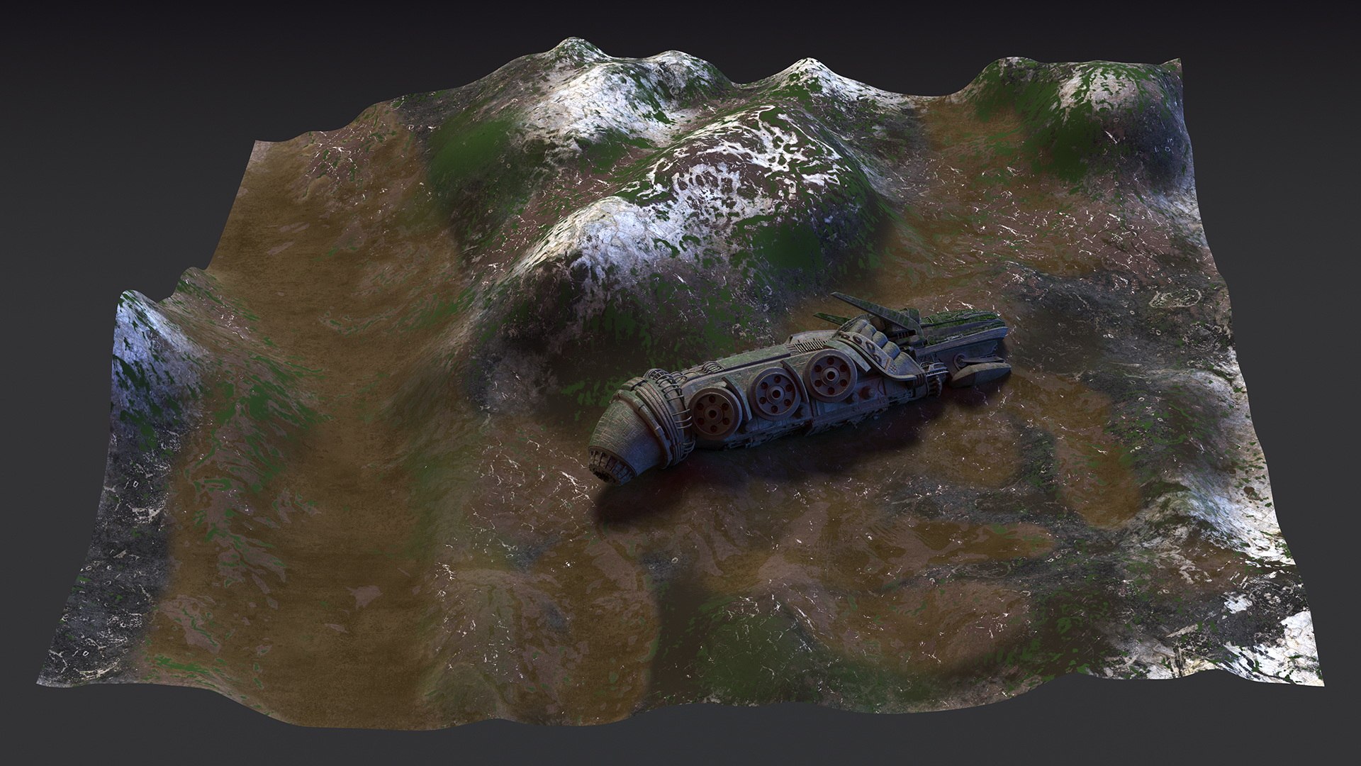 3D UFO Spaceship Crash Site - TurboSquid 2139387