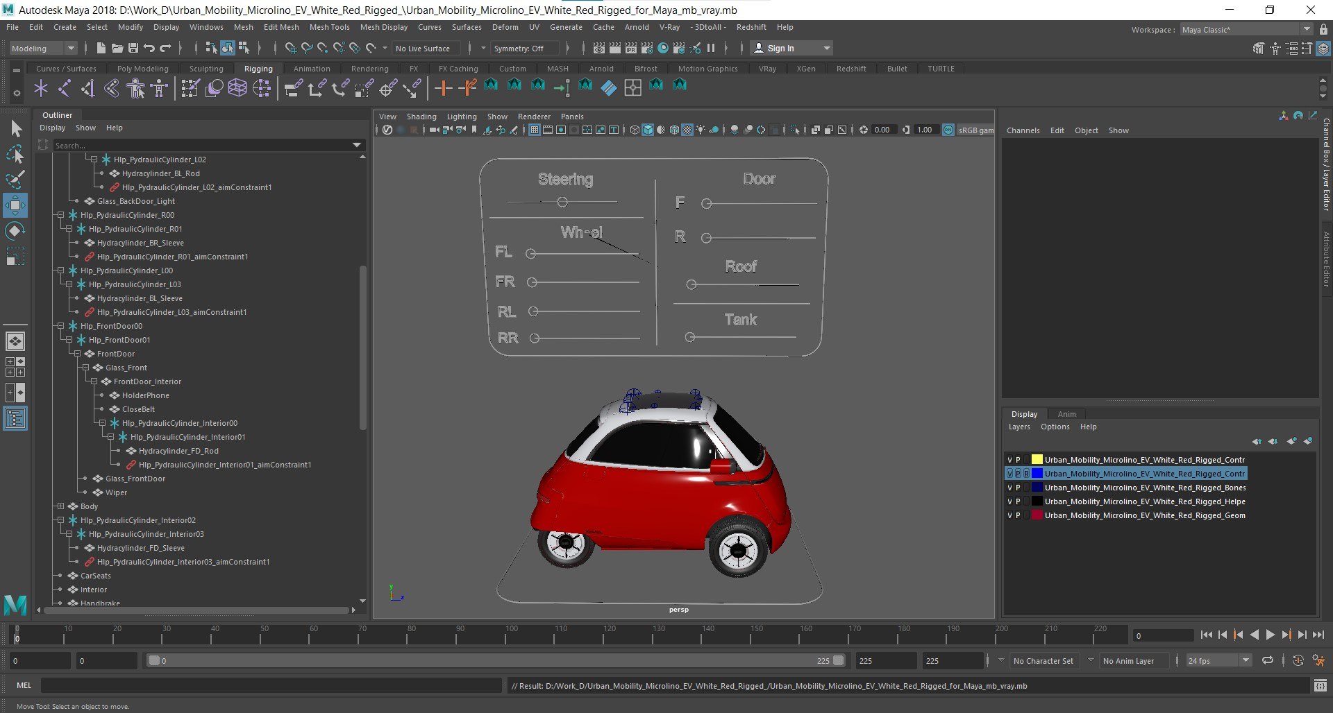 Urban Mobility Microlino EV White Red Rigged For Maya 3D Model ...