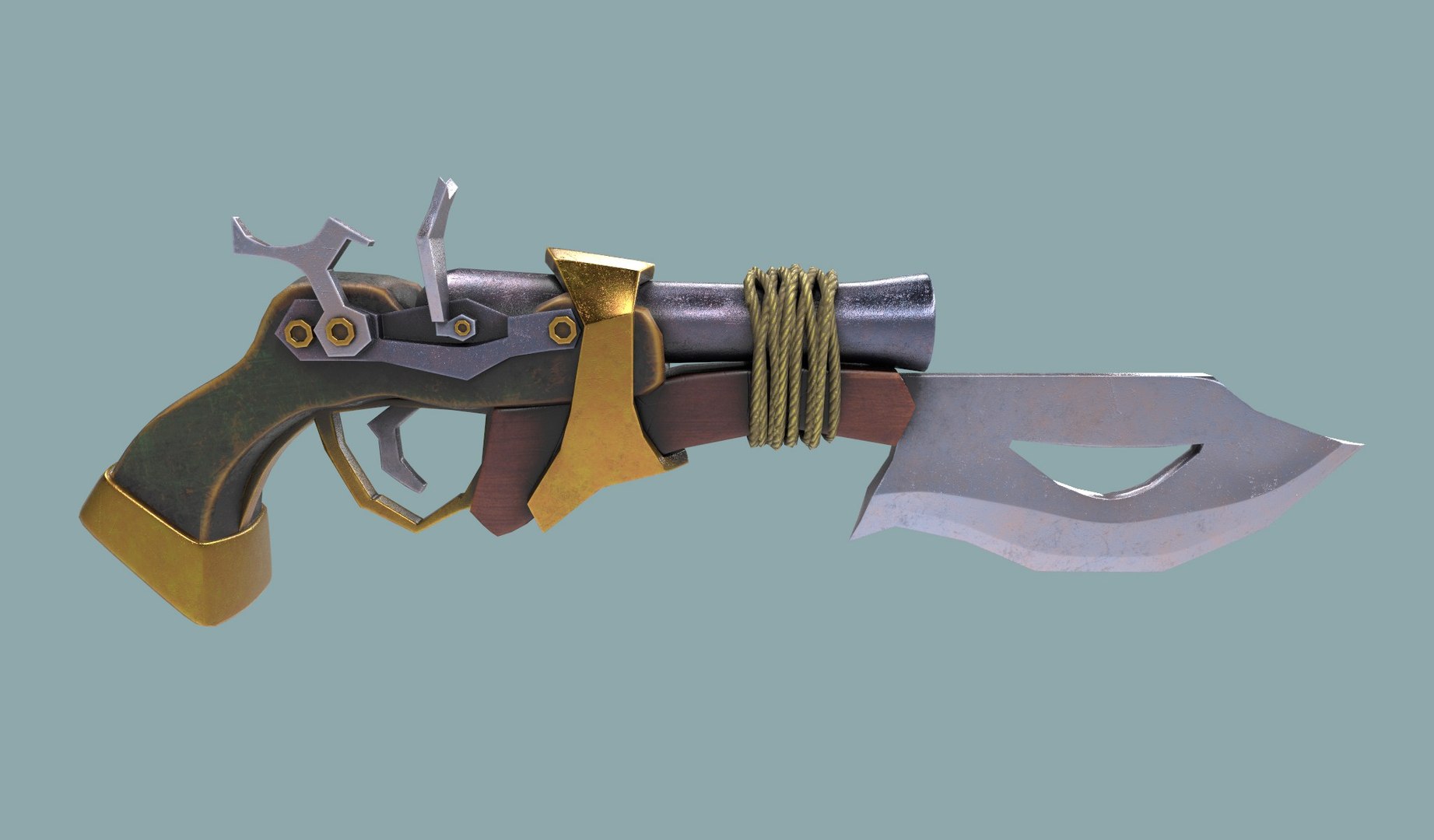 3D Pistol With Blade Model - TurboSquid 2243219