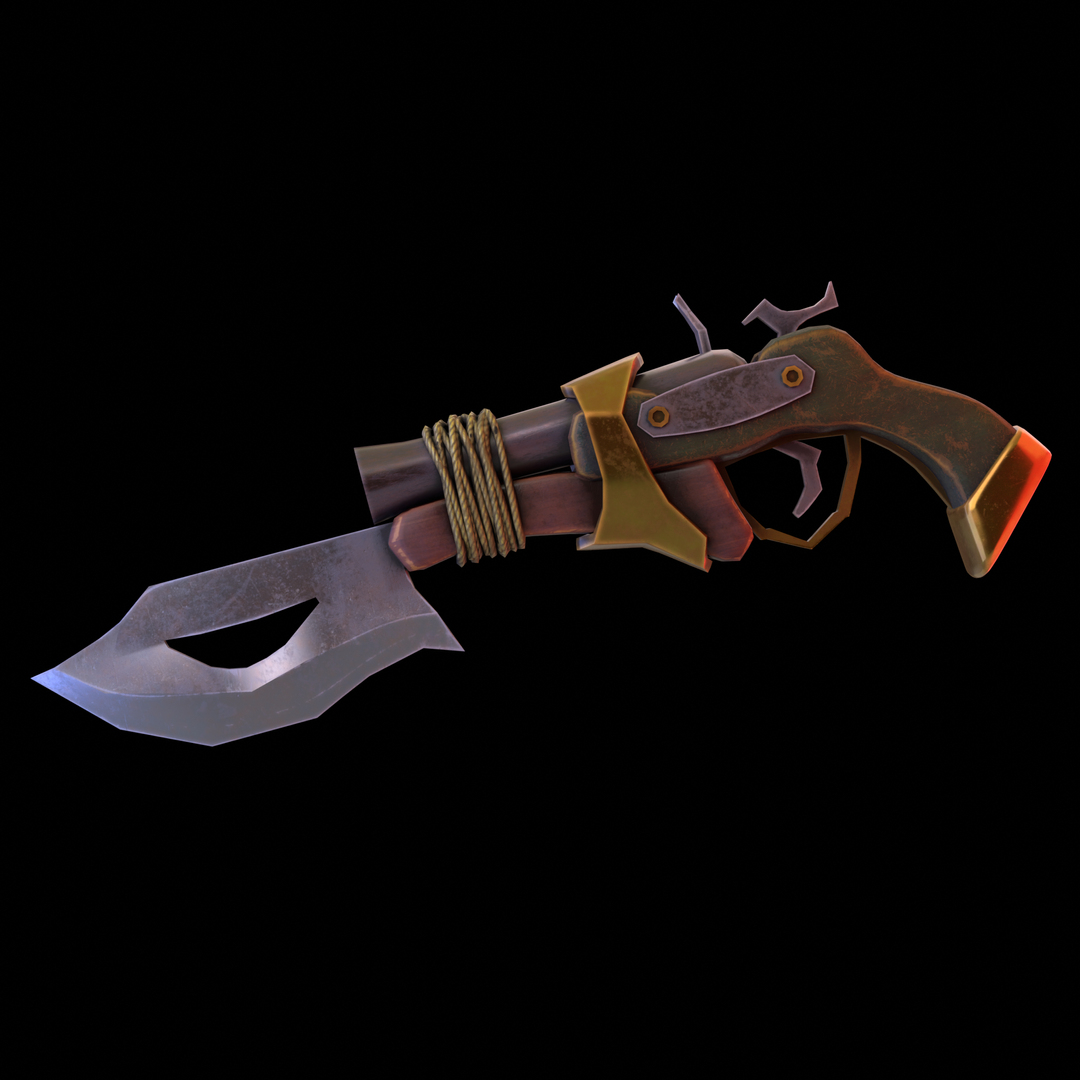 3D Pistol With Blade Model - TurboSquid 2243219