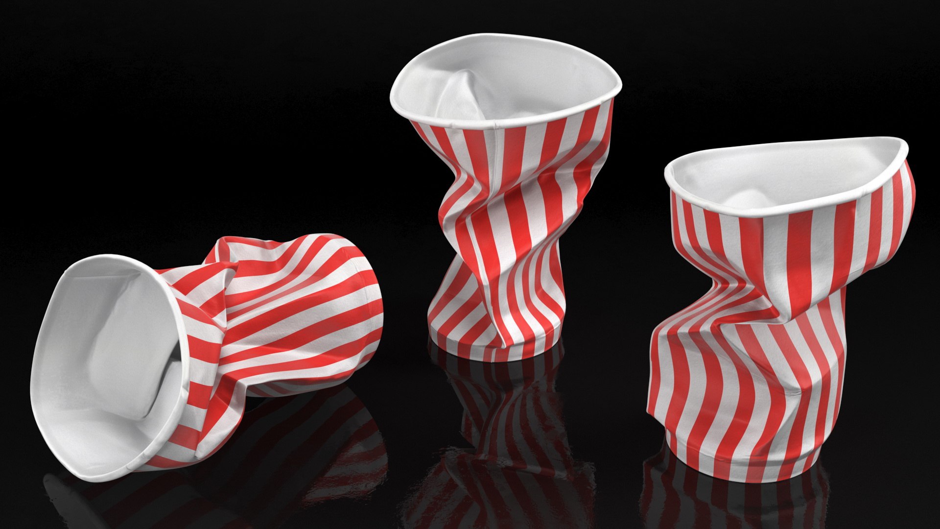 Crumpled Drink Cup Striped 3D Model - TurboSquid 1902186