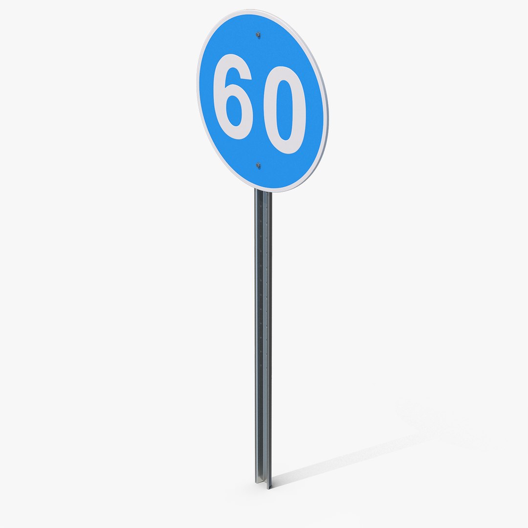 Minimum Speed 60 Road Sign model - TurboSquid 2106288