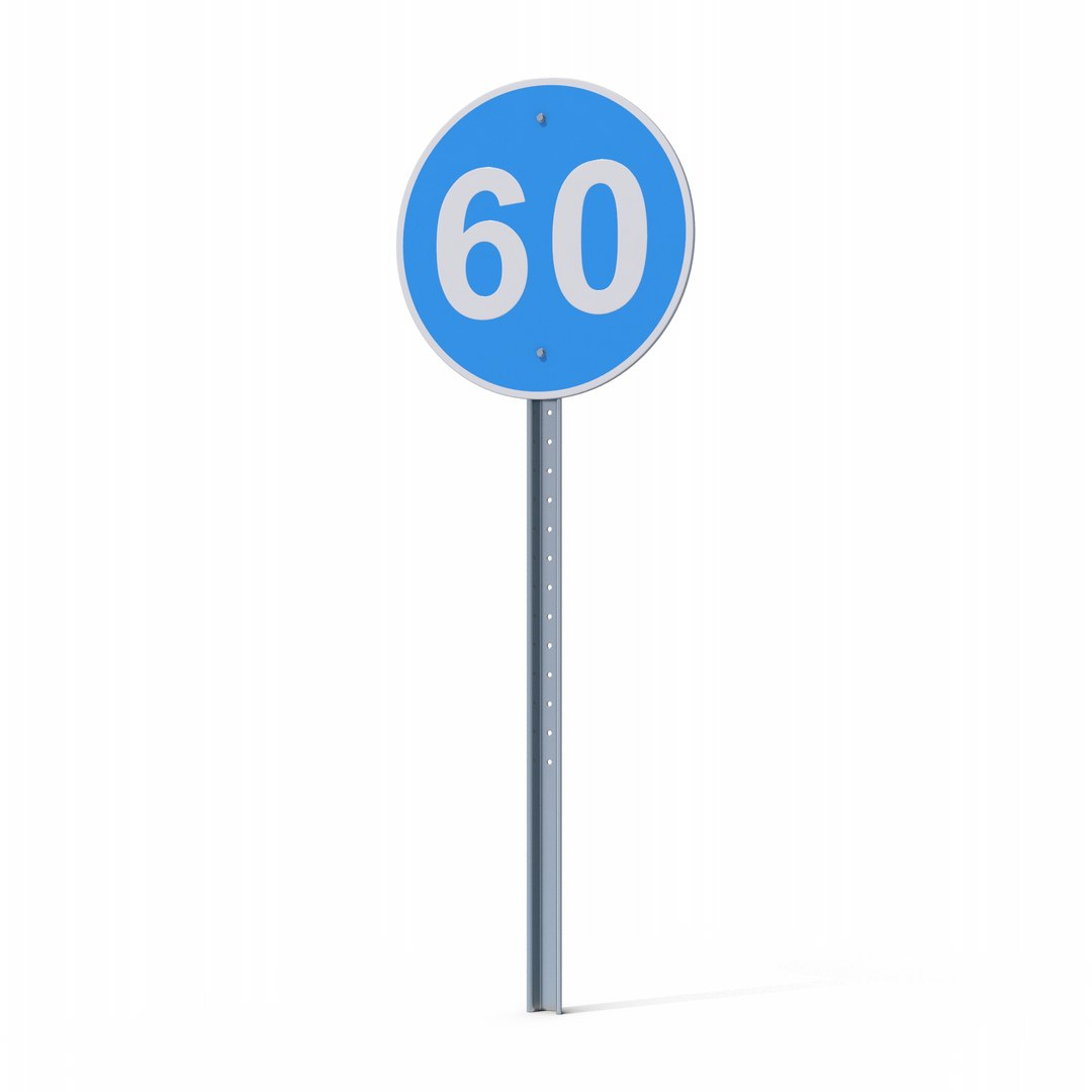 Minimum Speed 60 Road Sign Model - TurboSquid 2106288