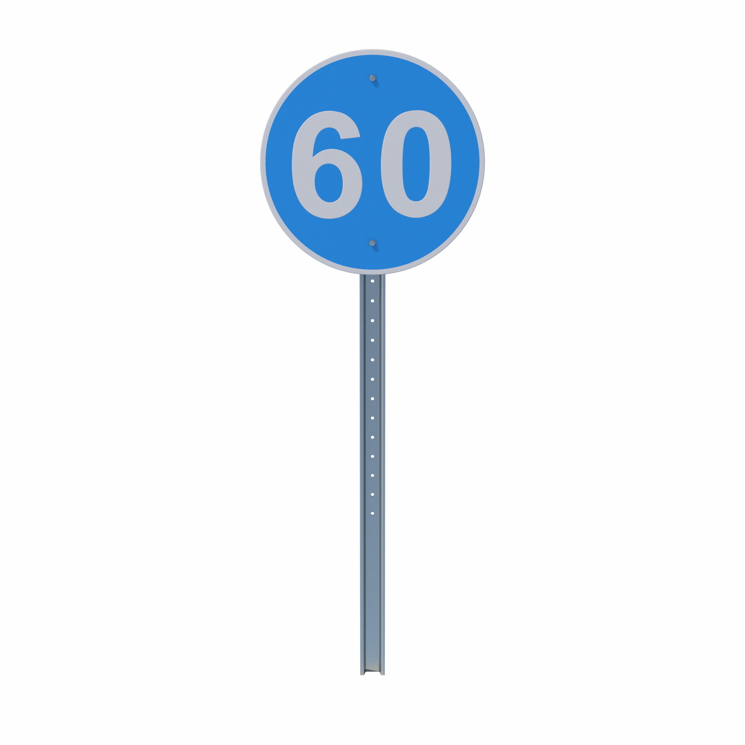 Minimum Speed 60 Road Sign Model - TurboSquid 2106288