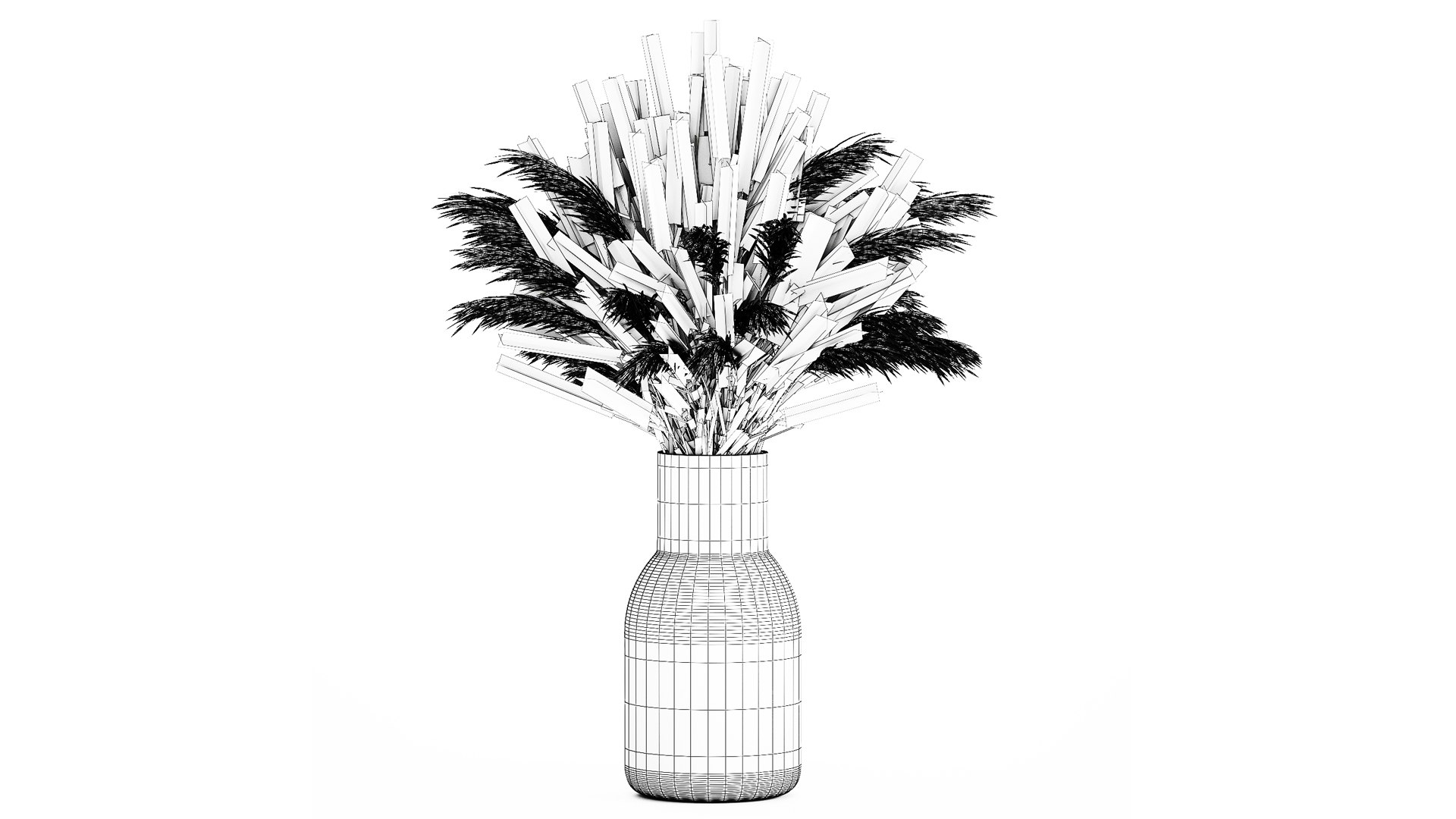 3D White Bouquet Of Dried Flowers Lovanda Branches In A Vase 559 ...