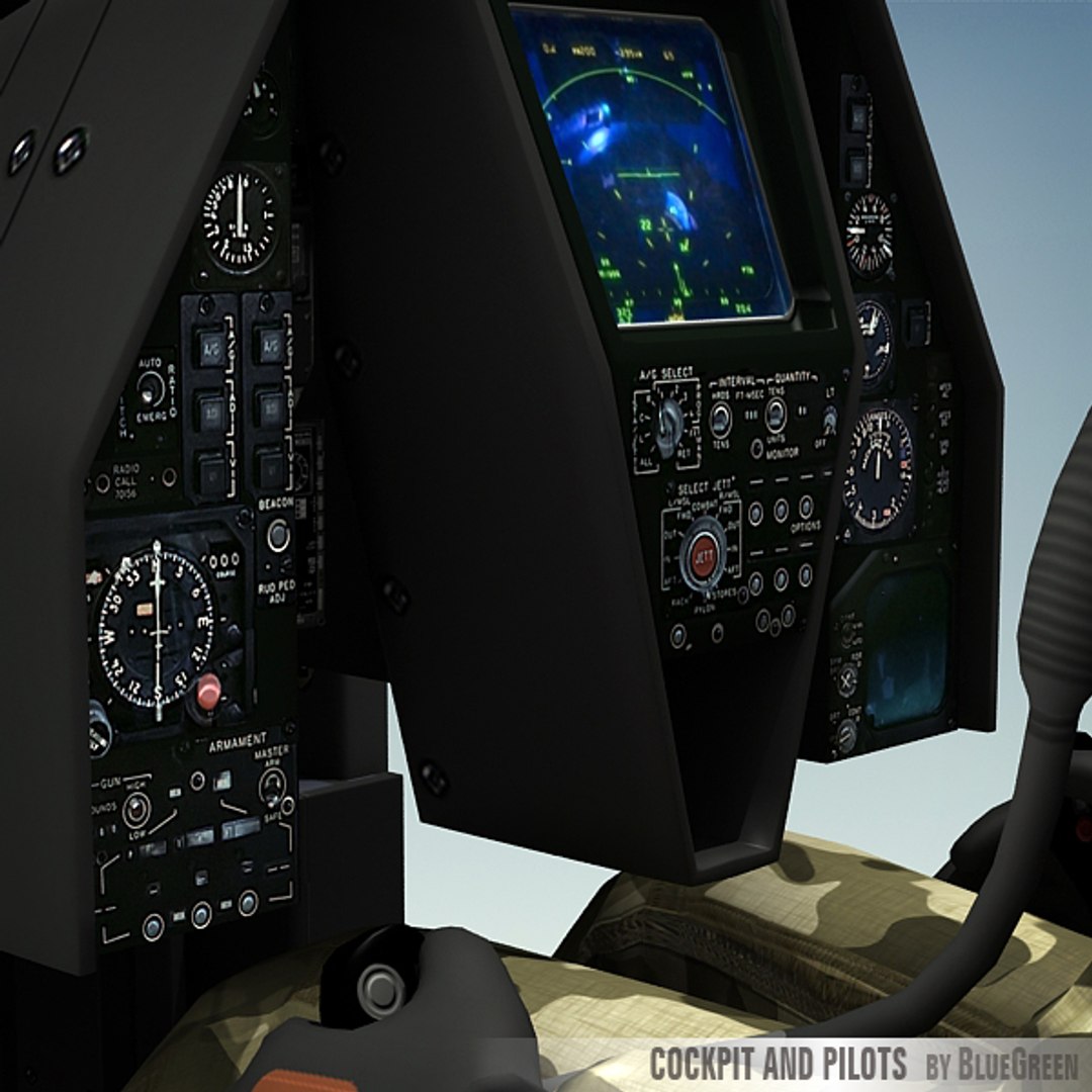 fighter cockpit pilots 3d model