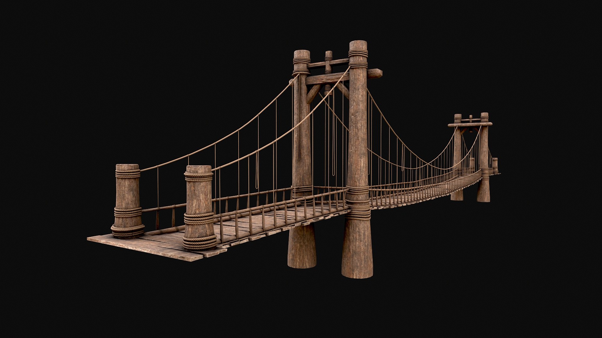Big Wooden Rope Bridge 3D - TurboSquid 2358082