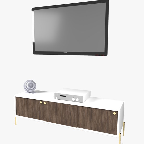 테이블과 콘솔이 포함된 TV 세트 3D 모델 - TurboSquid 2258808