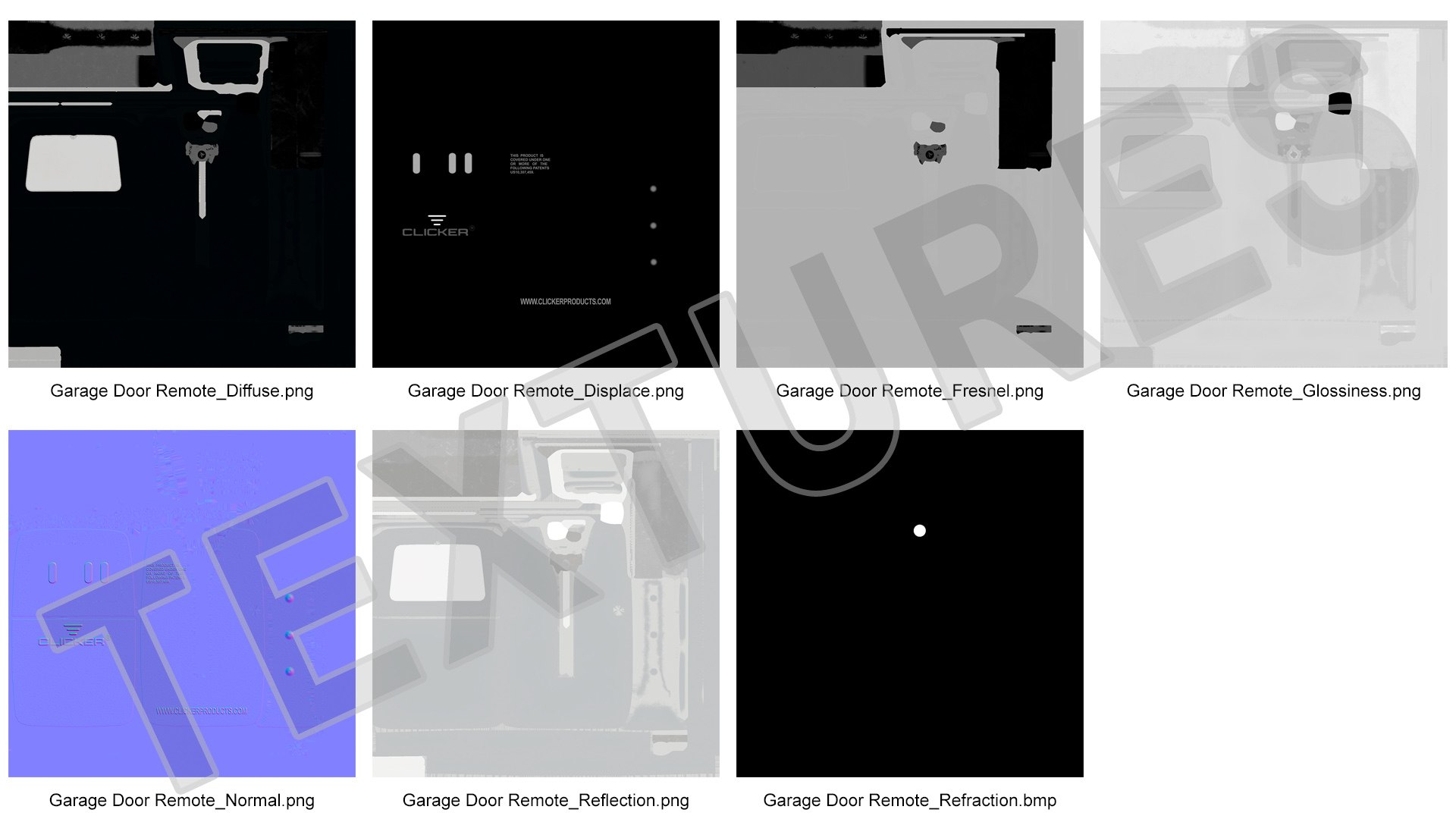 Clicker Klik1U Universal Garage Door Opener Remote 3D Model ...