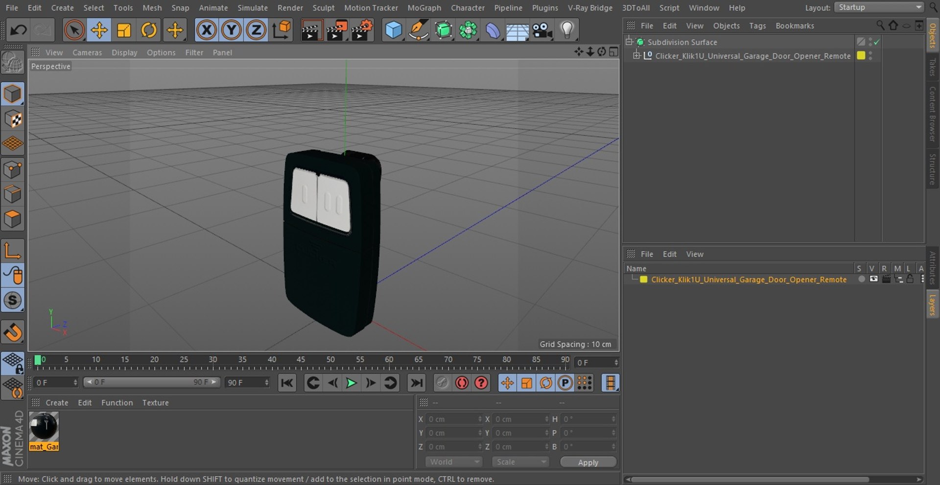 Clicker Klik1U Universal Garage Door Opener Remote 3D model ...