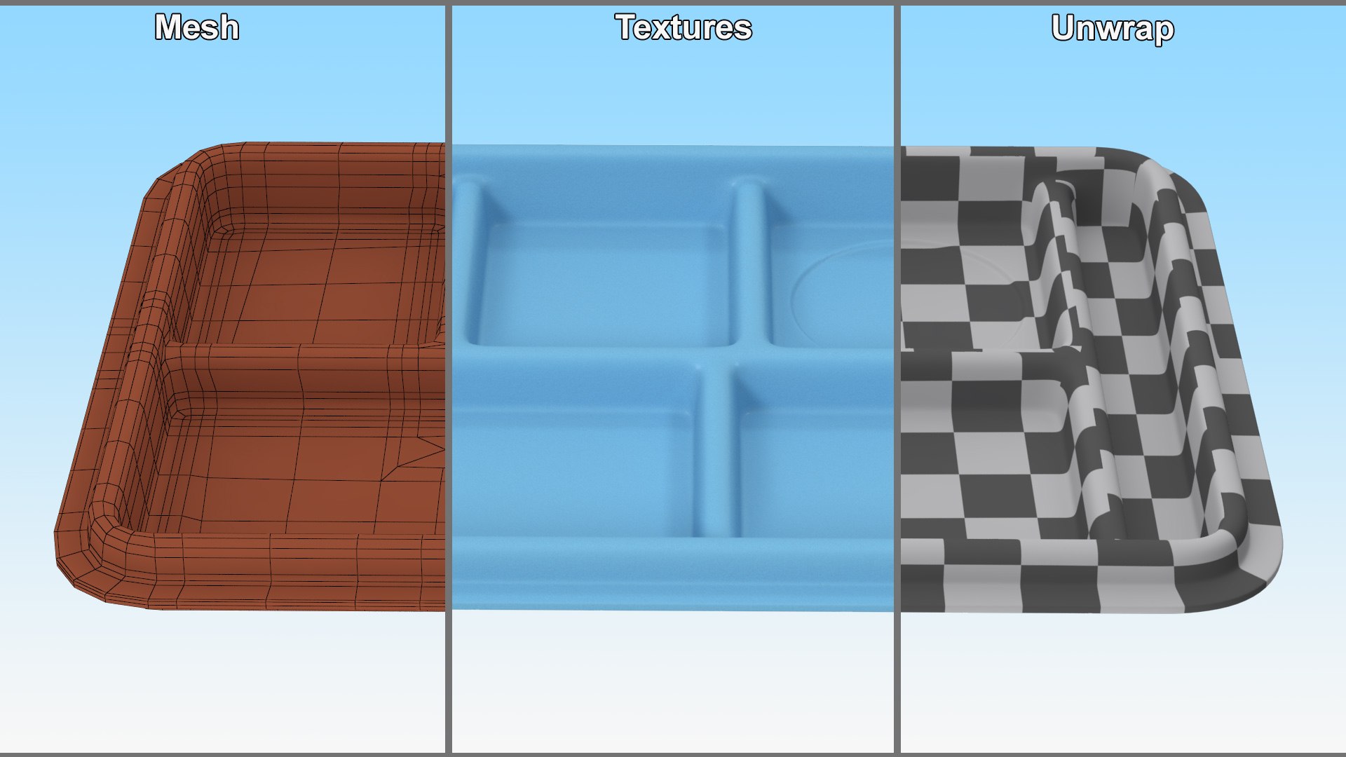 Compartment Meal Tray Blue 3D - TurboSquid 2208860