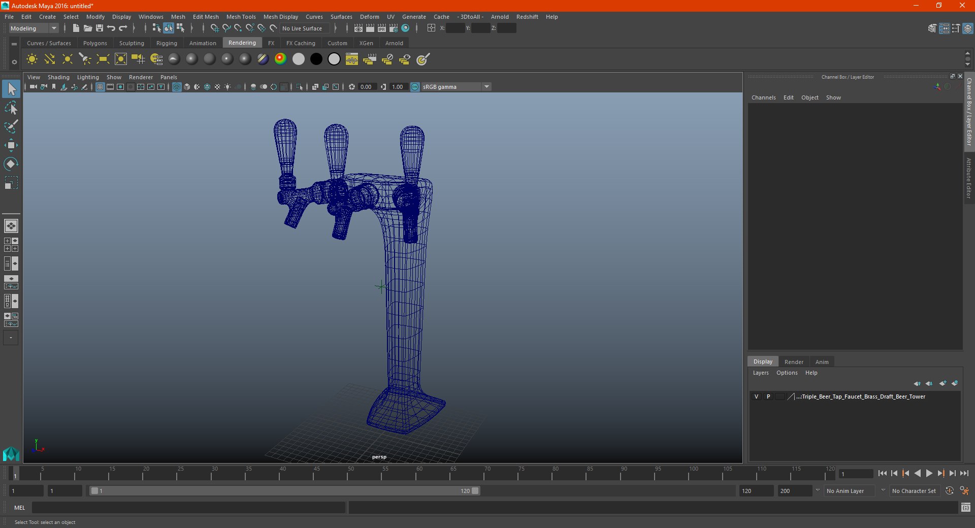 Triple beer tap faucet 3D model - TurboSquid 1620922