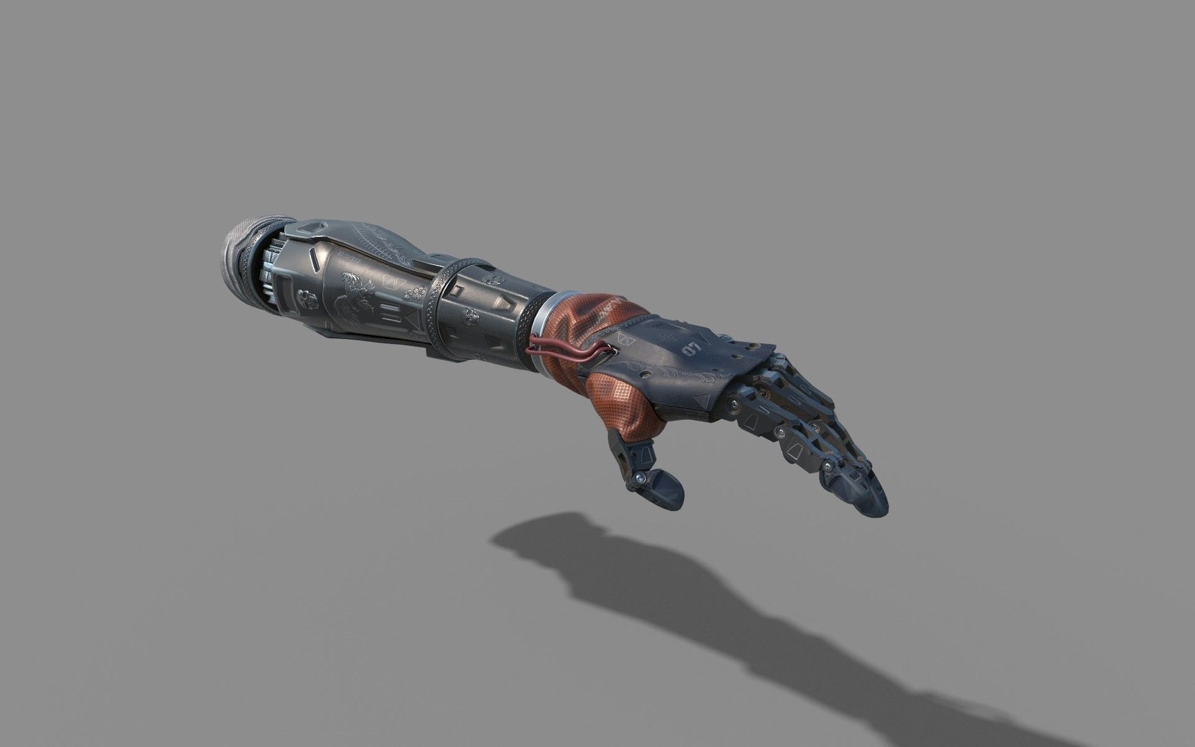 Mechanical Arm Robot Hand With Leather Cable And Carvings 3D Model 3D ...