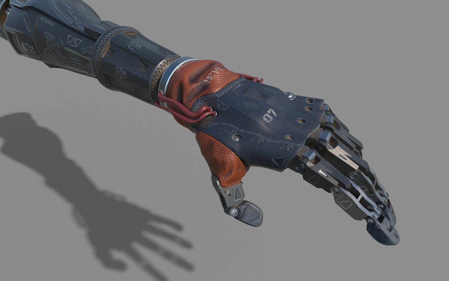 Mechanical Arm Robot Hand With Leather Cable And Carvings 3D Model 3D ...