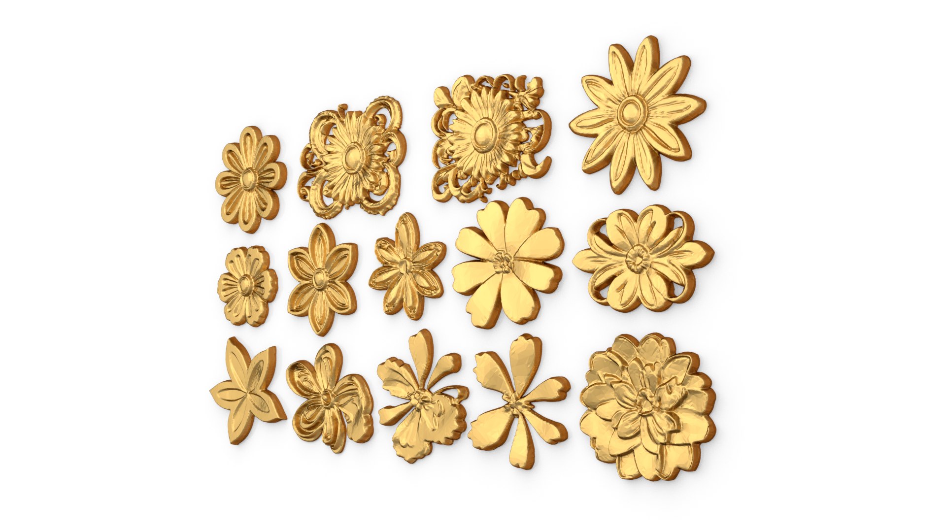 Decorative Flowers Set 01 3D - TurboSquid 2177326
