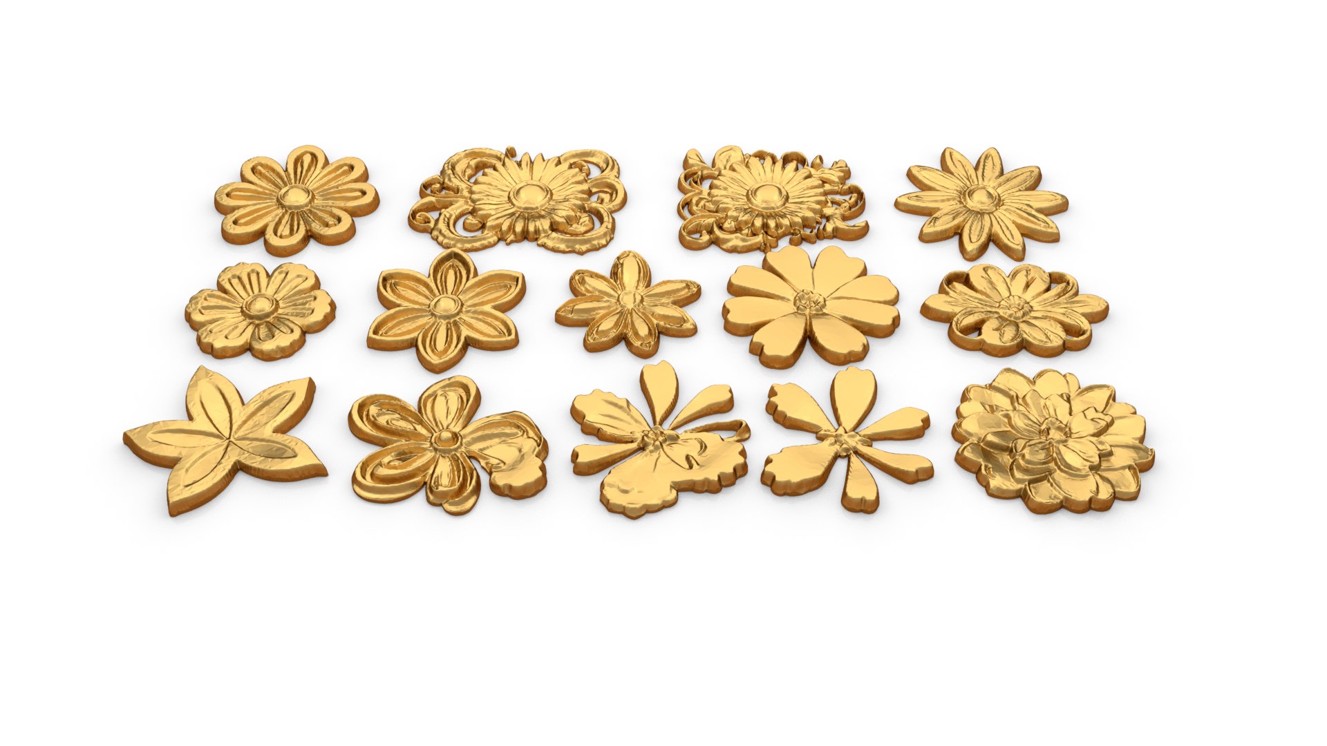 Decorative Flowers Set 01 3D - TurboSquid 2177326