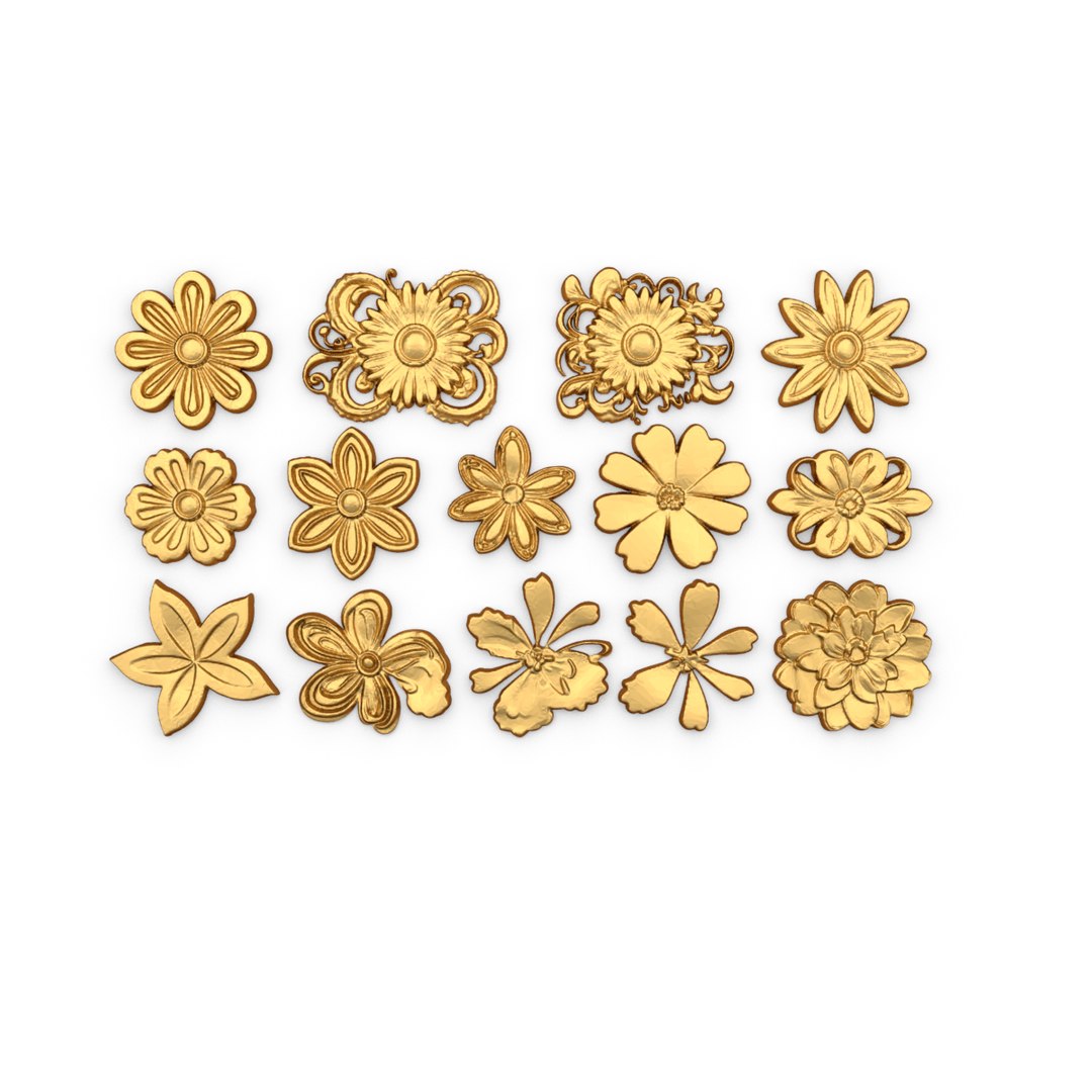 Decorative Flowers Set 01 3D - TurboSquid 2177326