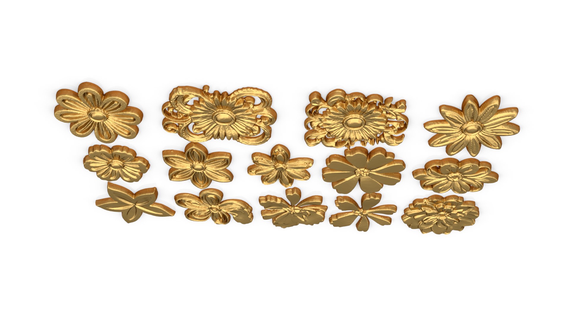 Decorative Flowers Set 01 3D - TurboSquid 2177326