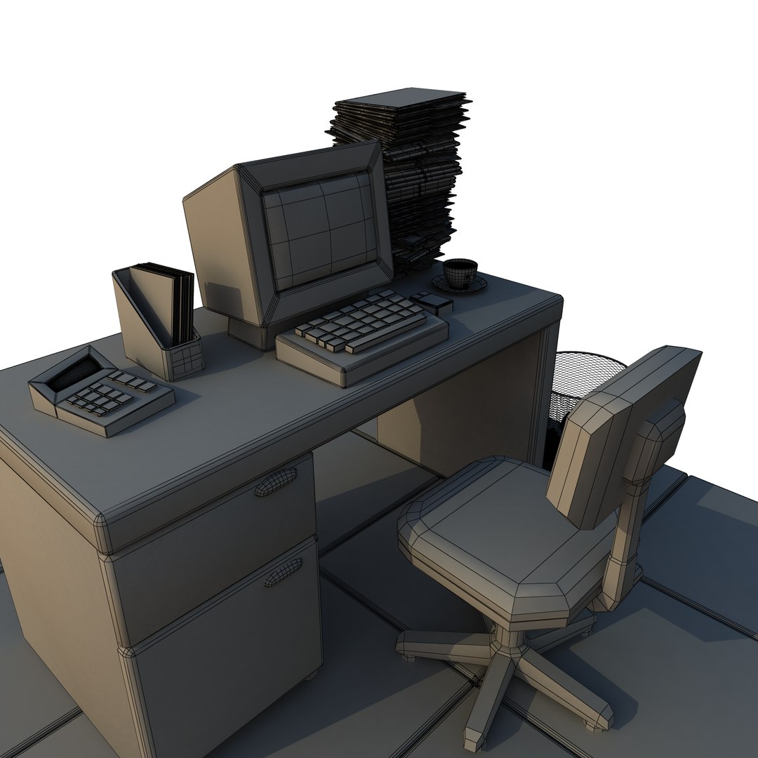 3d Cartoon Office Desk Model