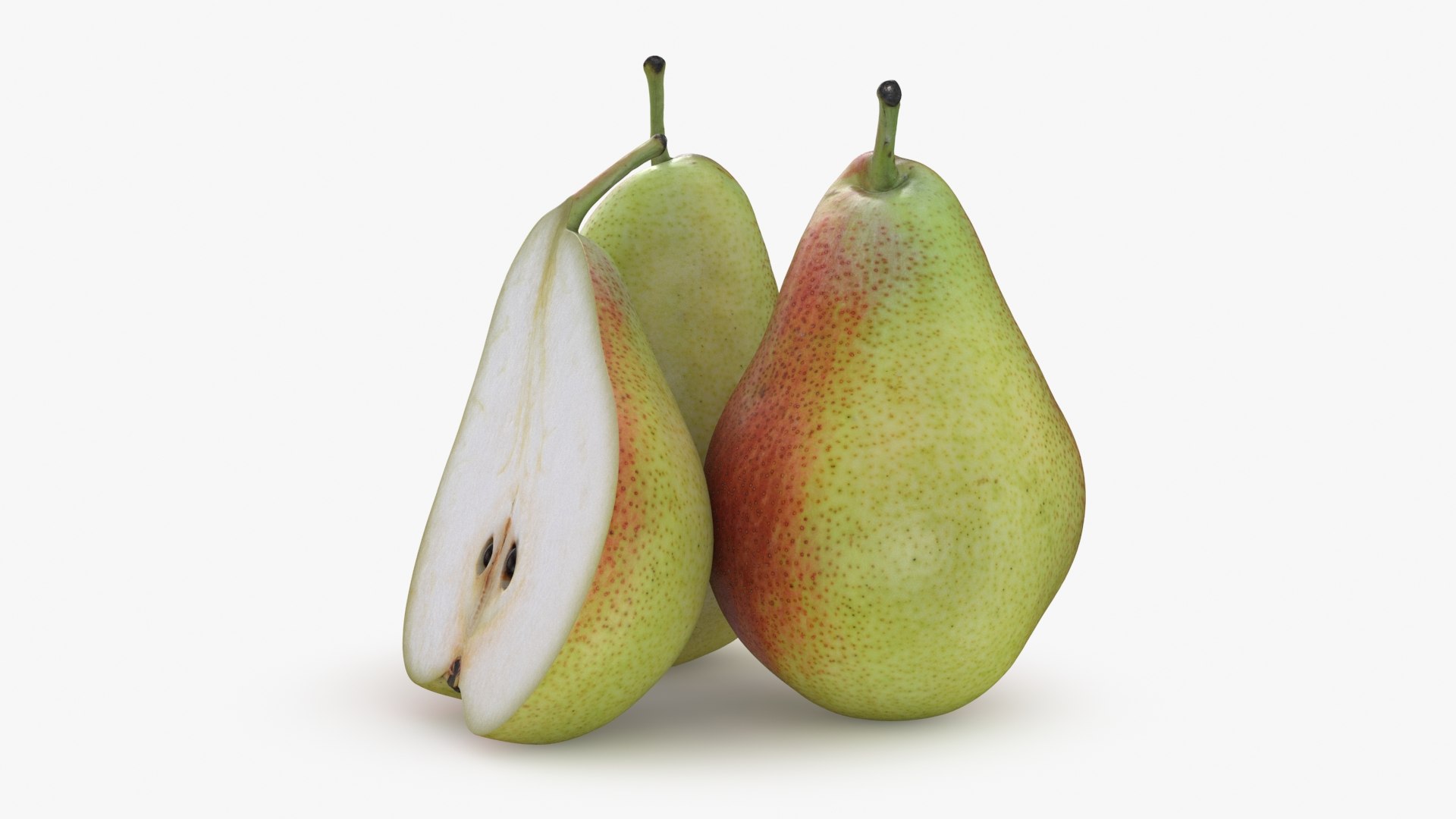 3D Forelle Pear Whole Half 2 - TurboSquid 2178677