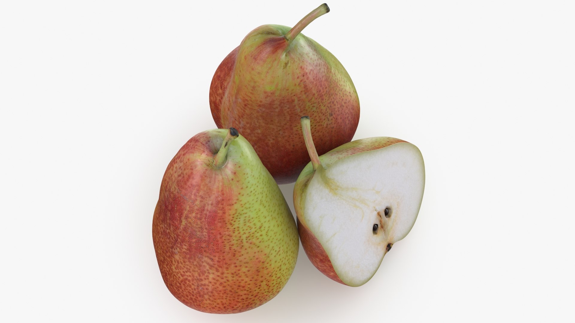 3D Forelle Pear Whole Half 2 - TurboSquid 2178677