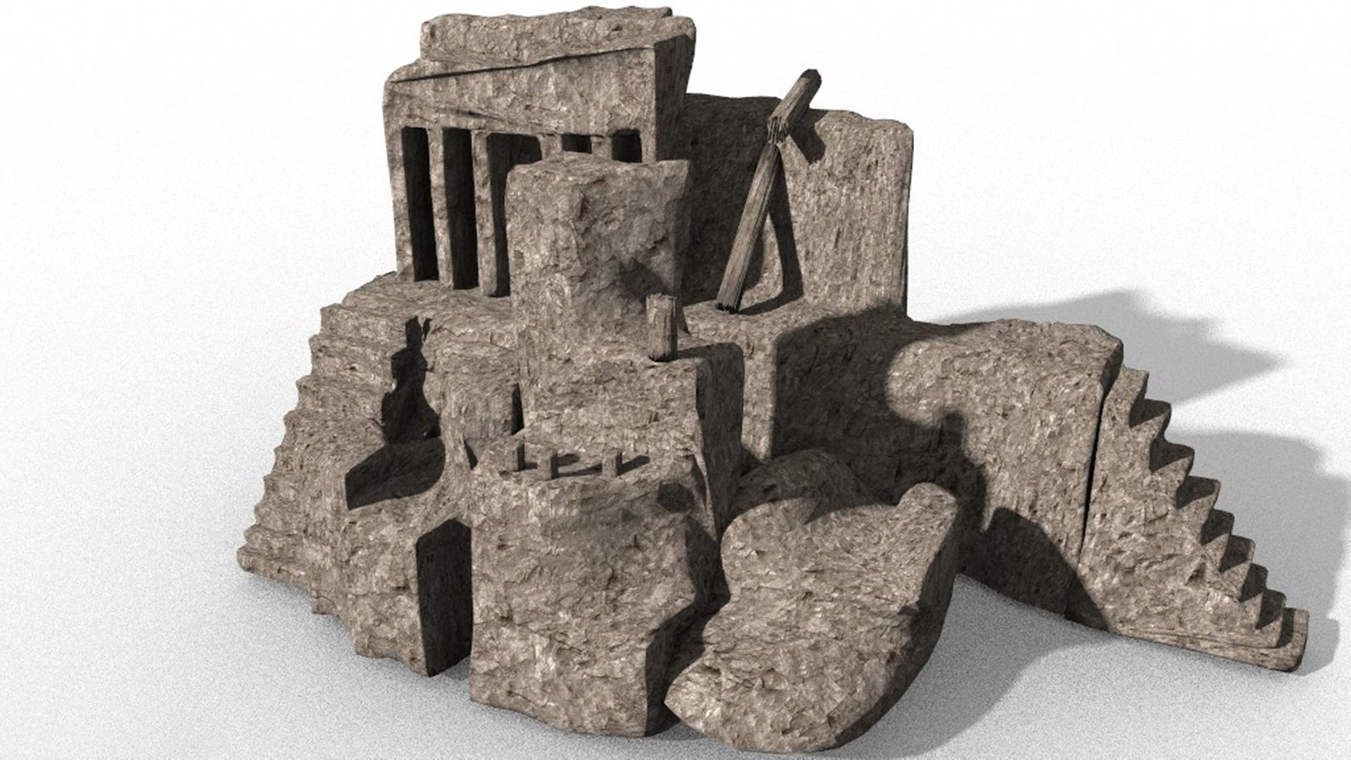3D Cliff Rock Ancient Temple Ruins Model - TurboSquid 2086761