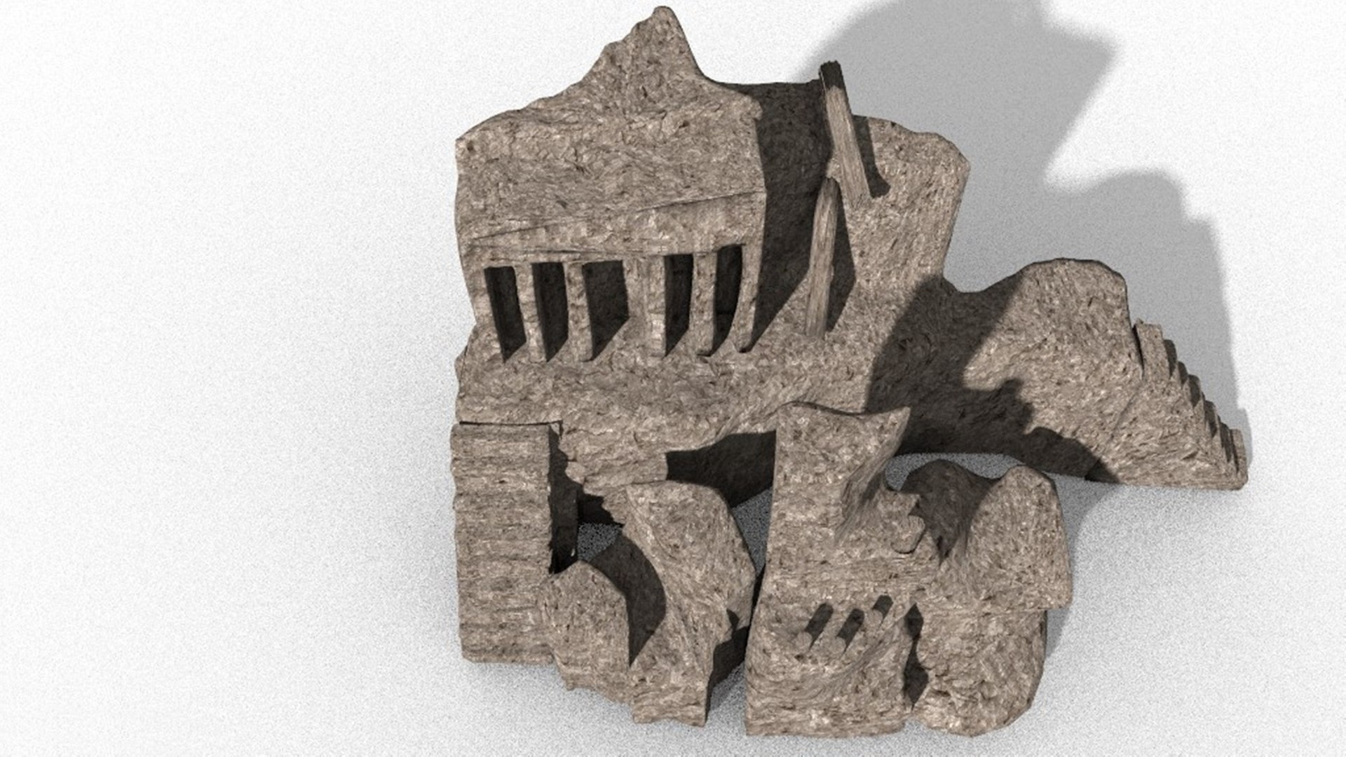 3D Cliff Rock Ancient Temple Ruins Model - TurboSquid 2086761