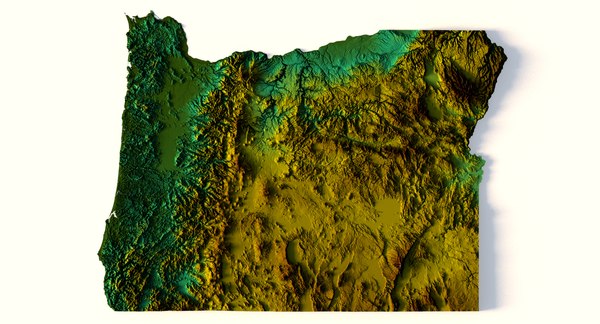 Relief map of Oregon 3D model 3D model - TurboSquid 1748604