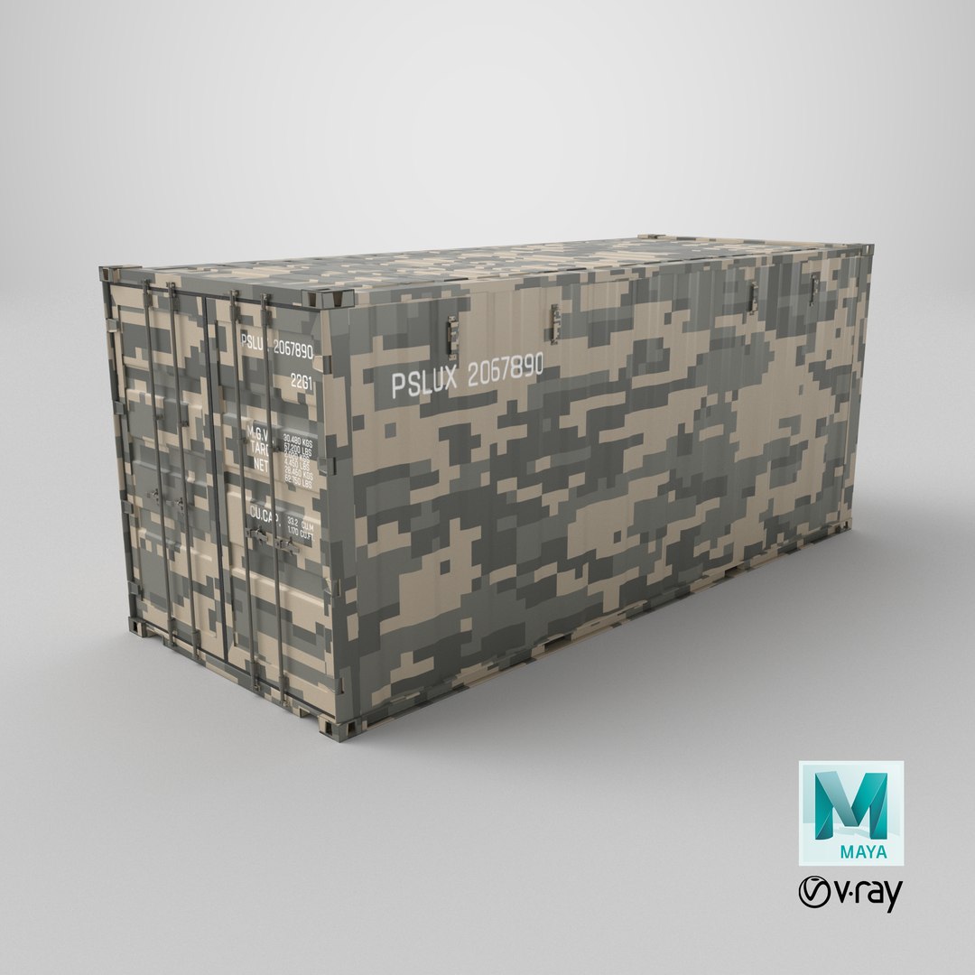 Military Intermodal Shipping Container 20-foot-long 3D Model ...