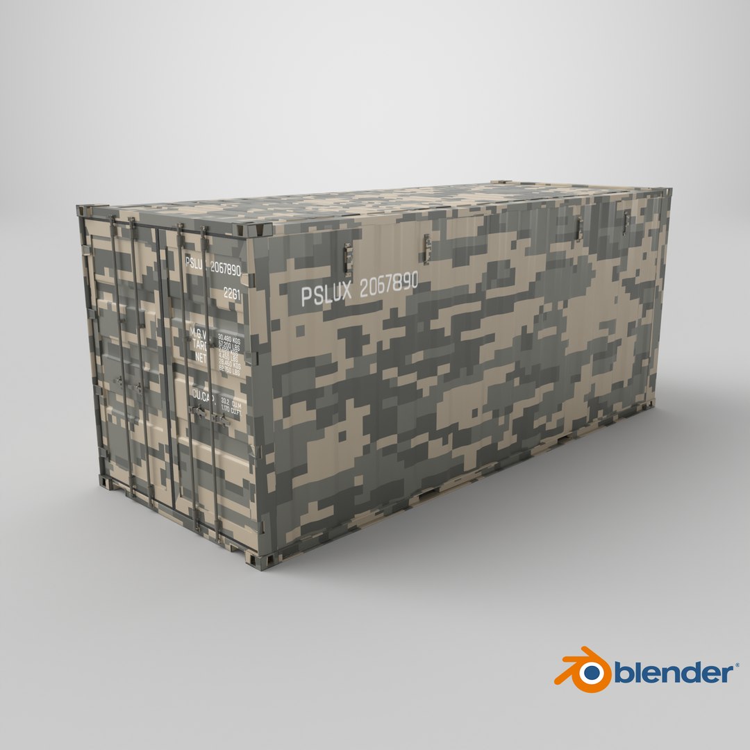 Military Intermodal Shipping Container 20-foot-long 3D Model ...