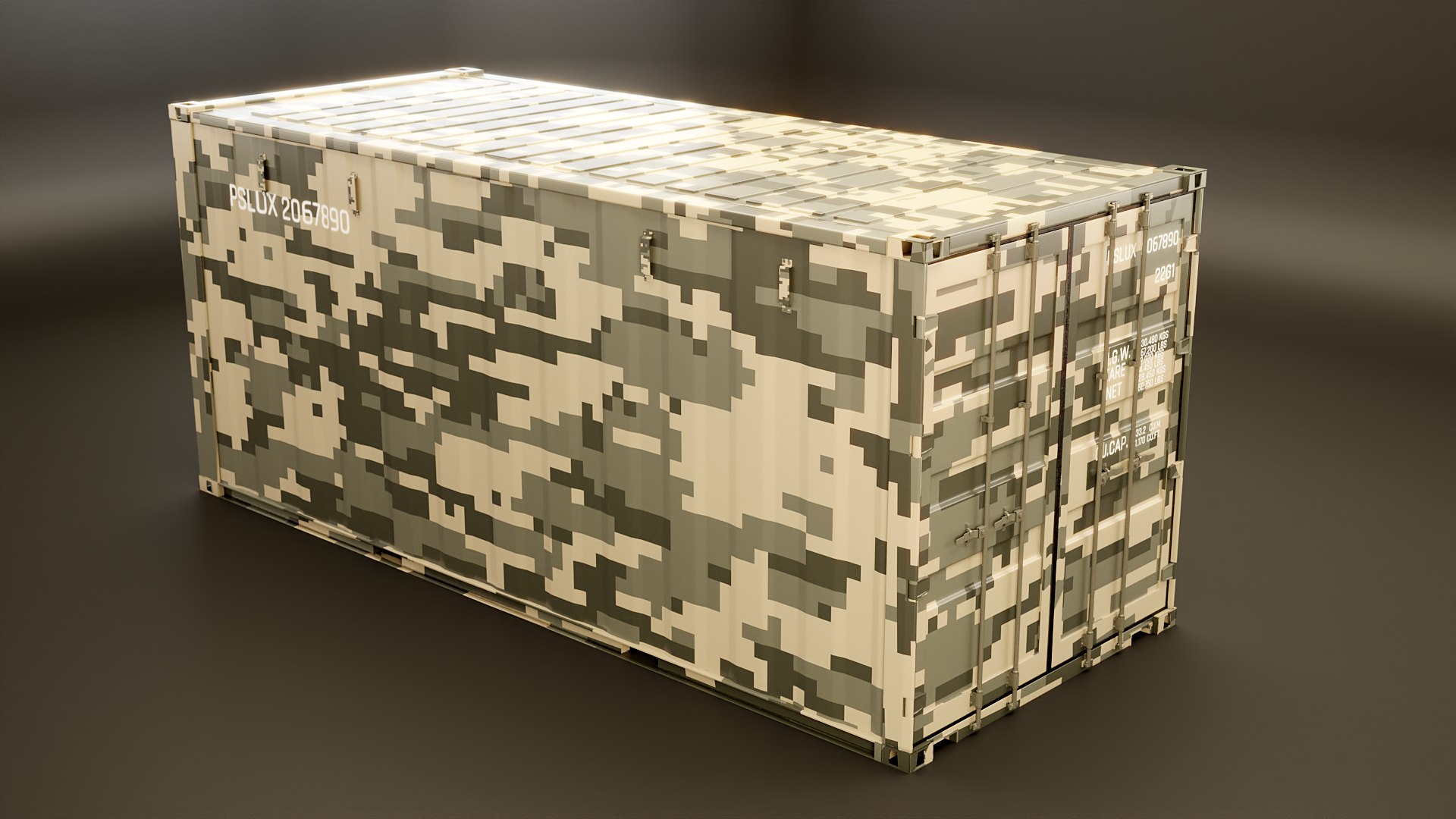 Military Intermodal Shipping Container 20-foot-long 3D Model ...